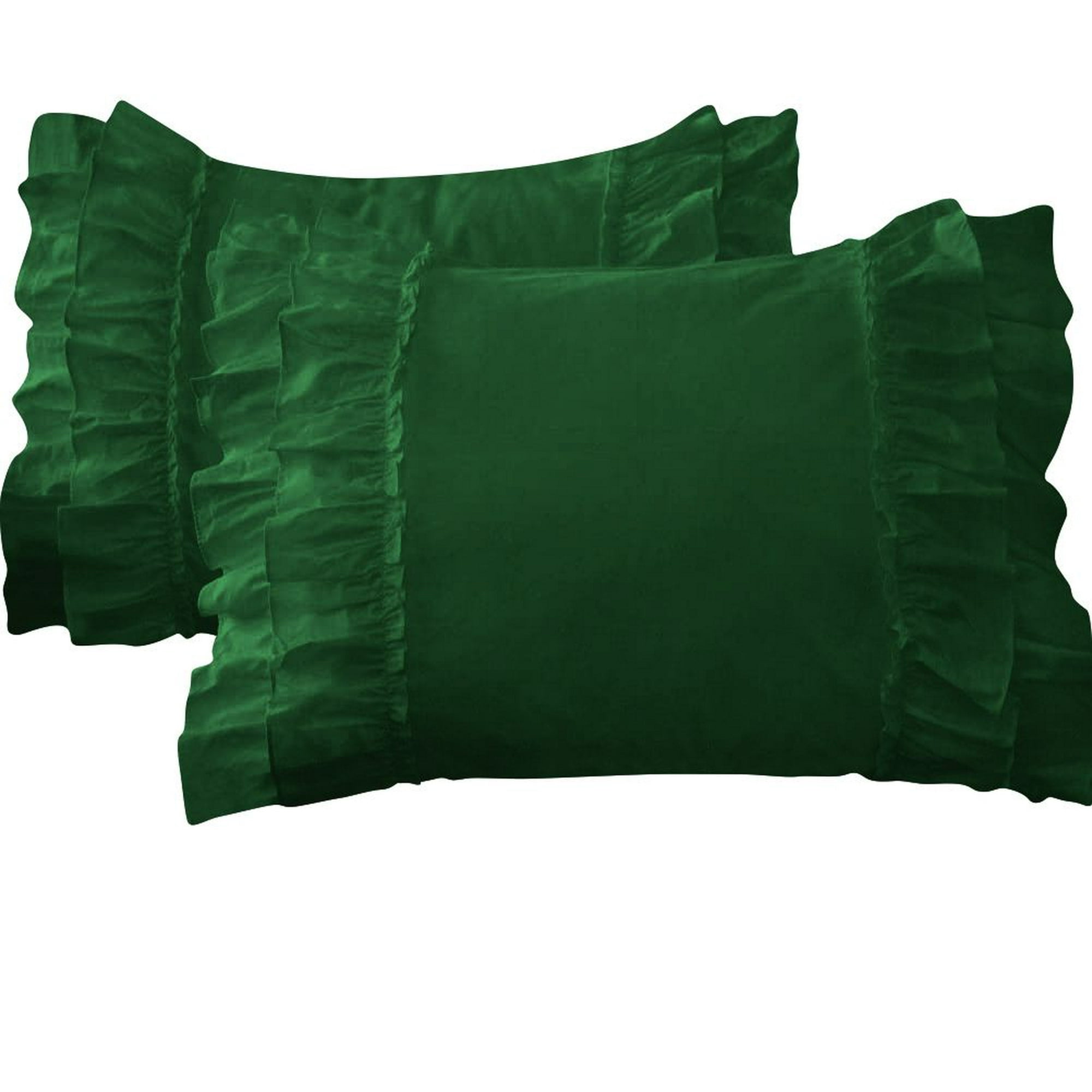 2 Piece Vintage Ruffle Pattern Solid Green European Pillow Shams ...