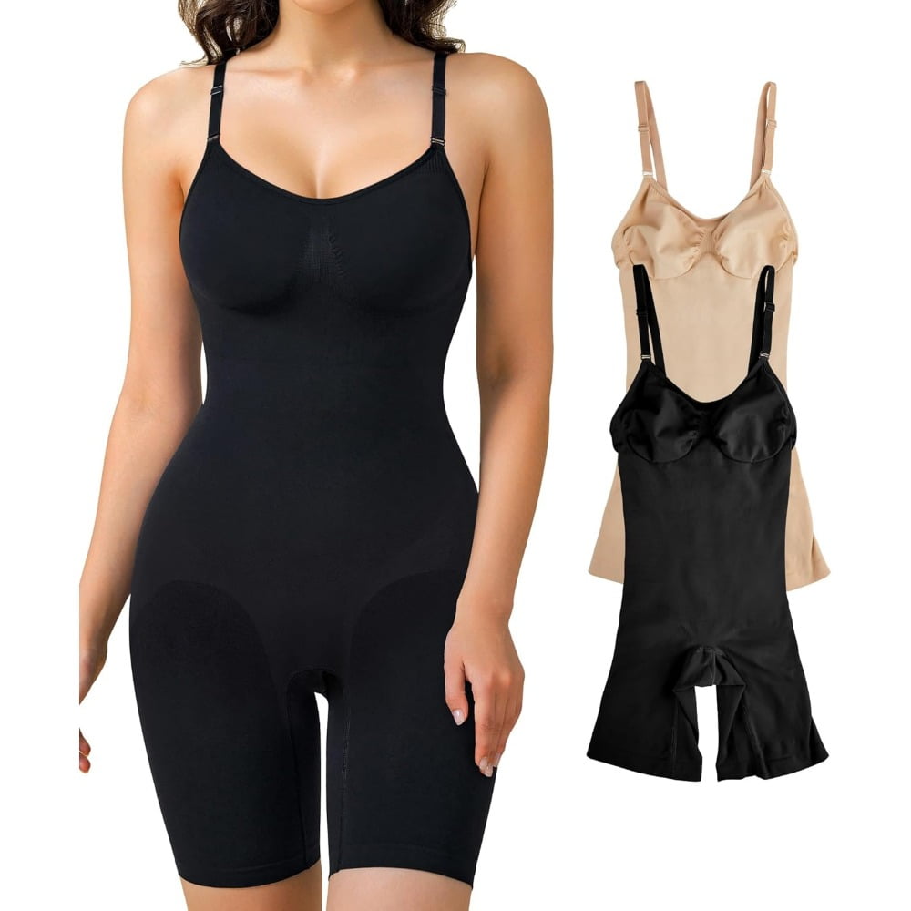 2 Piece Waist Trainer Bodysuits for Women Tummy Control Shapewear ...