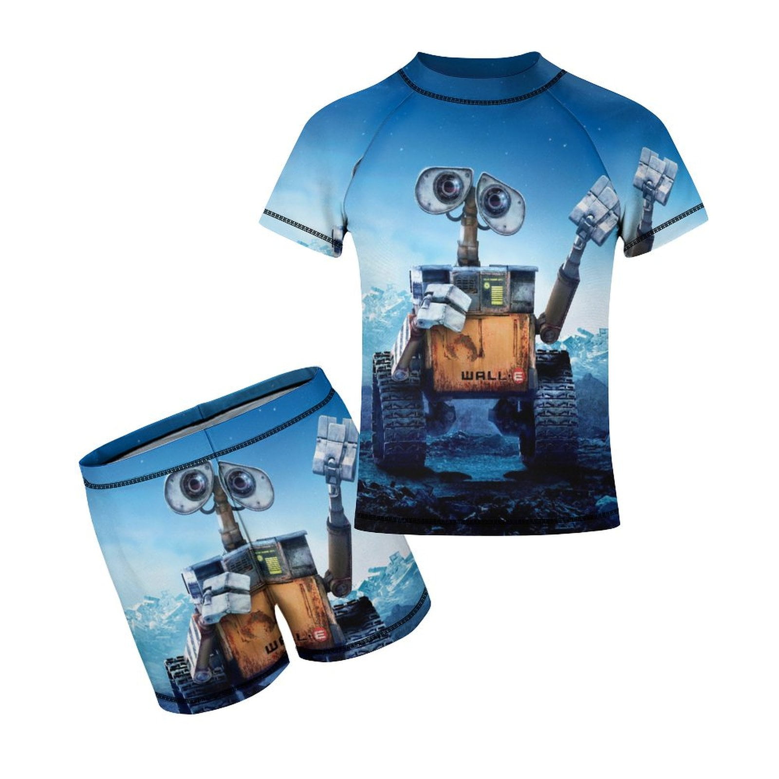 2 Piece Wall-,E Boys Short Sleeve Swimsuit Rash Guard Sets Swimwear ...