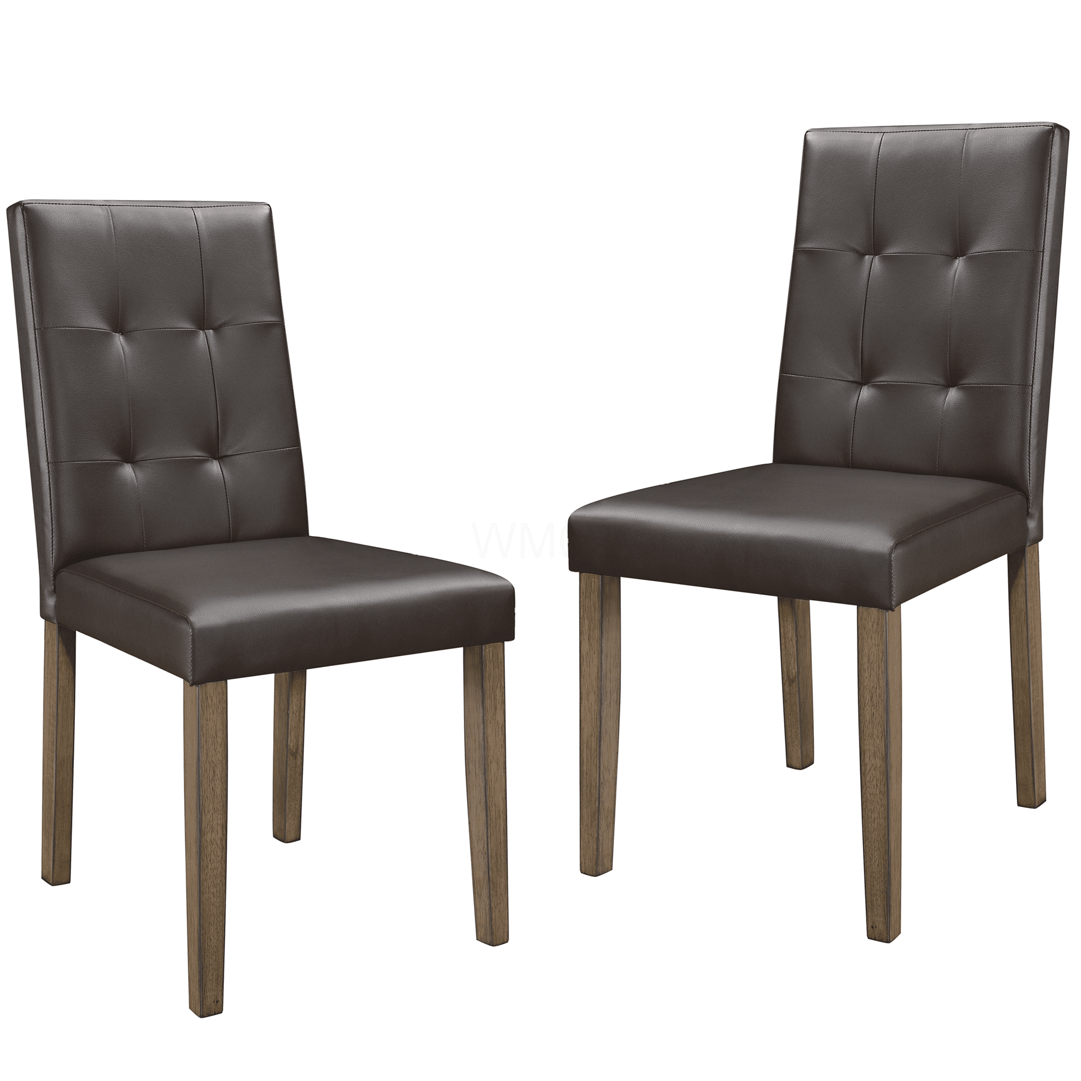 2-Piece Walnut Brown Side Chair Set with Faux Leather Upholstery and ...