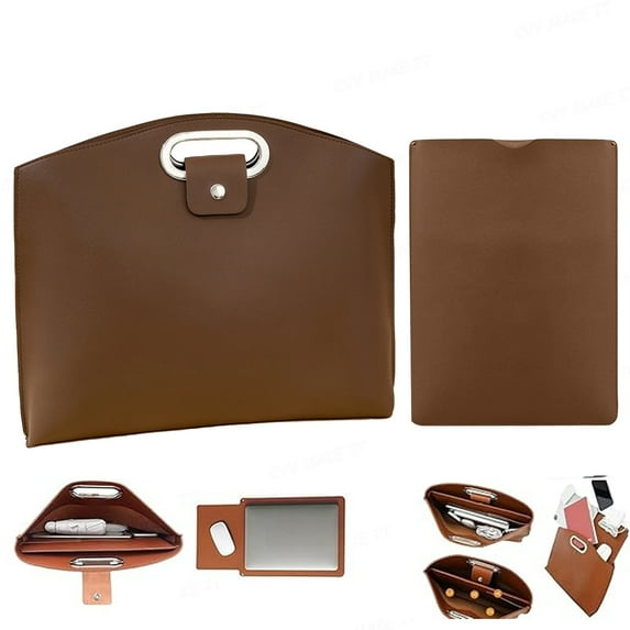 2-Piece Waterproof Leather Laptop Bag Set - 14-16 Inch Large Capacity ...