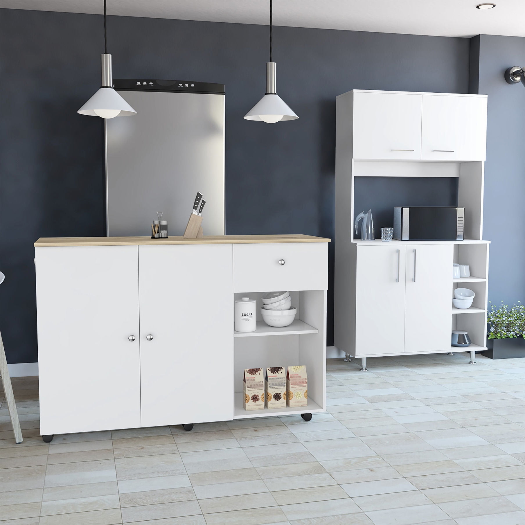 2-Piece White Kitchen Package - Pre-drilled Holes to Speed Assembly ...
