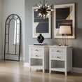 2 Piece White Rattan Nightstand, 27" Tall Boho Bedside Table with 2 ...