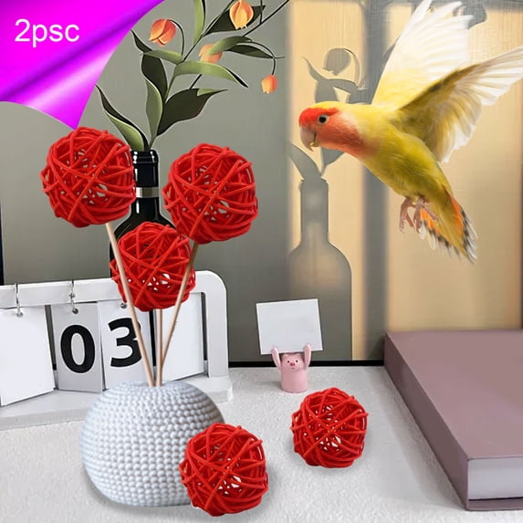 2-Piece Wicker Rattan Balls, Wenini 5CM Sepaktakraw Decorative Vase ...