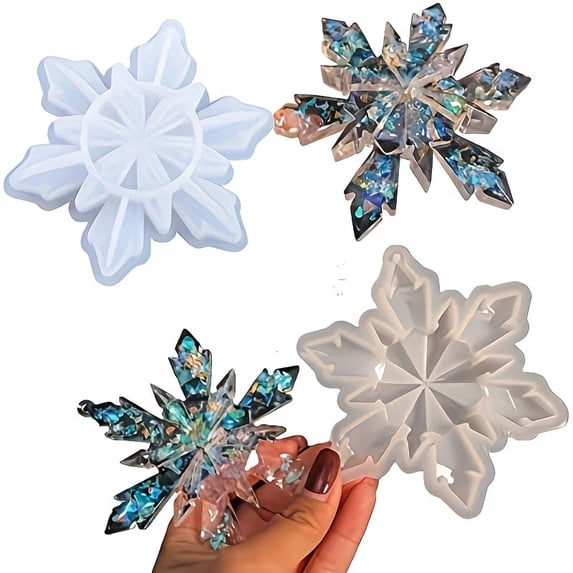 2-Piece Winter Snowflake Silicone Mold Set for DIY Jewelry and ...