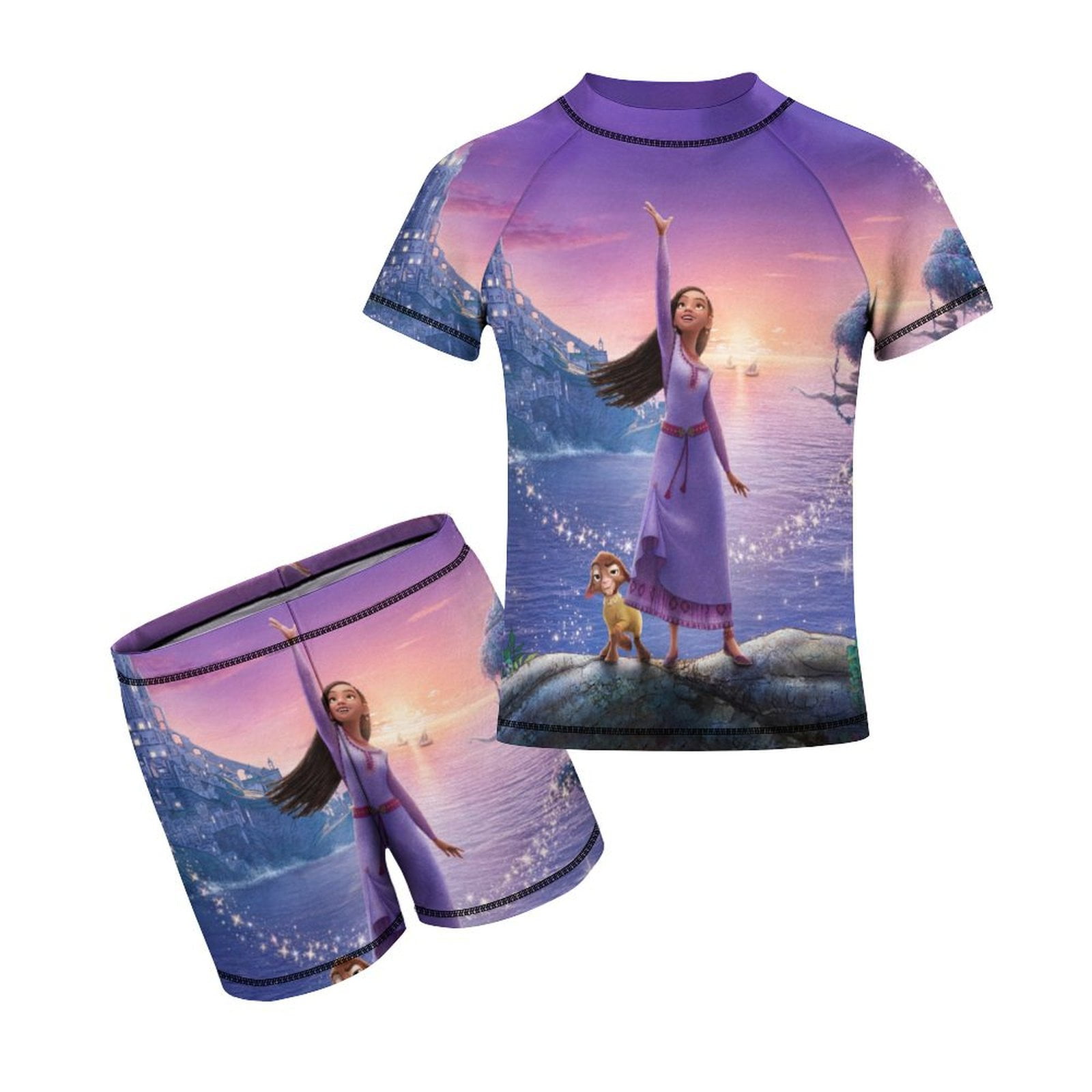 2 Piece Wis-h Bathing Suits Rash Guard Swim Shirts with Shorts Set ...