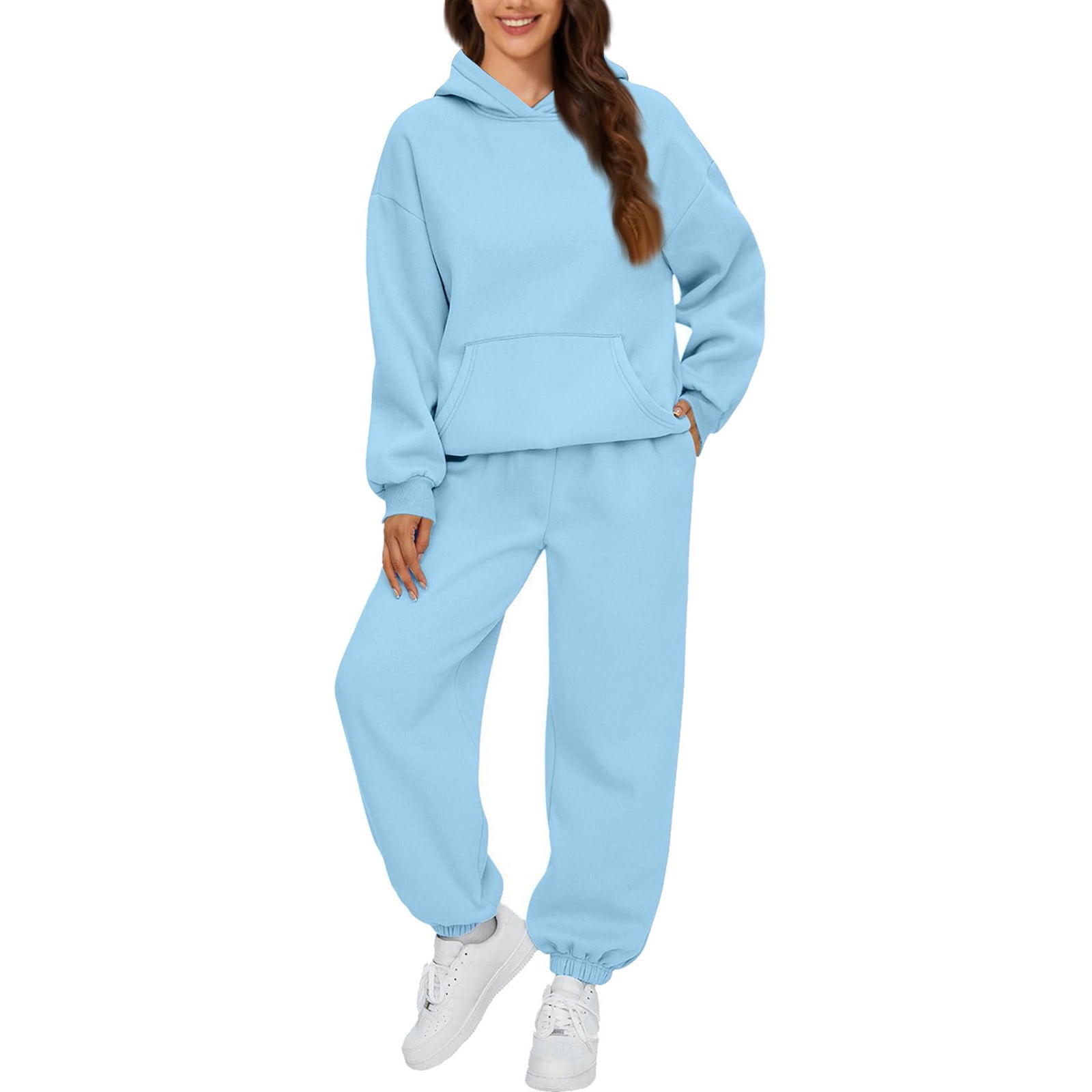 2 Piece Women Loungewear Matching Sets Oversized Pocket Hooded ...