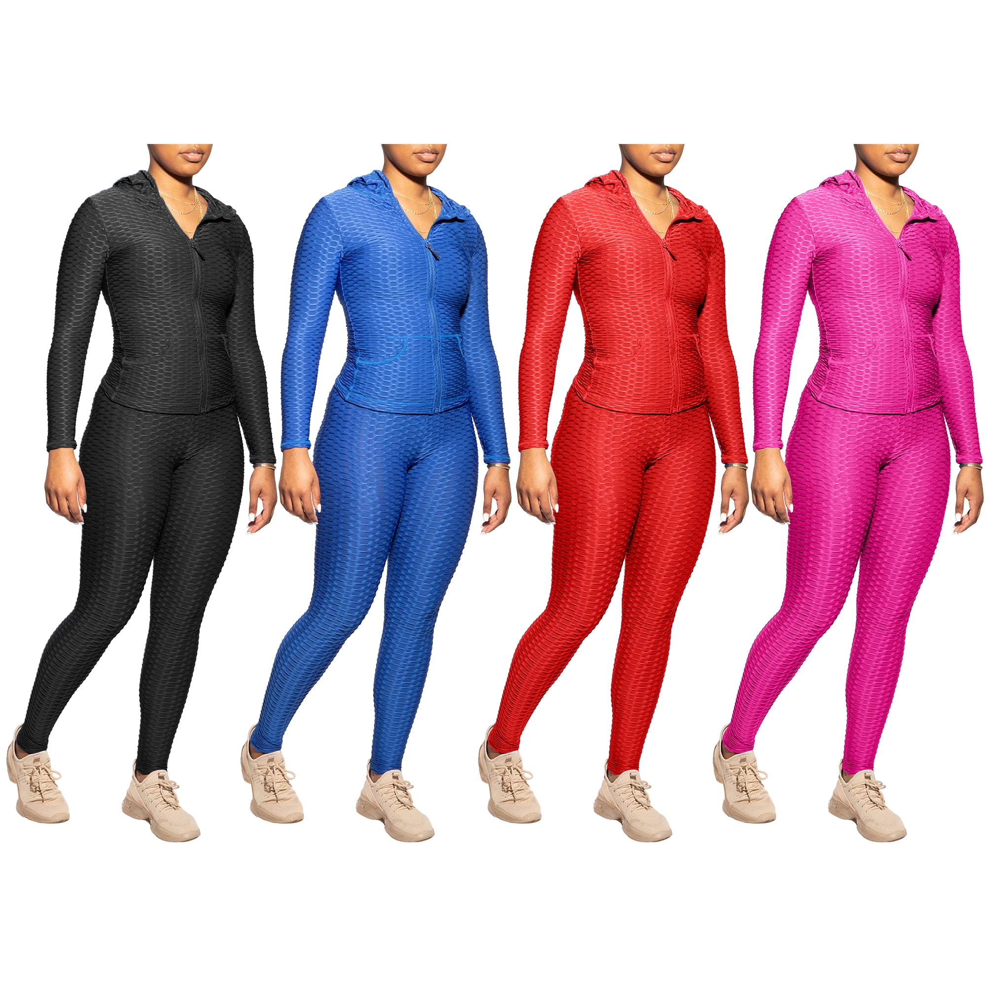 2-Piece Women's Anti-Cellulite Textured Tie Dye Contour Yoga Track Suit ...