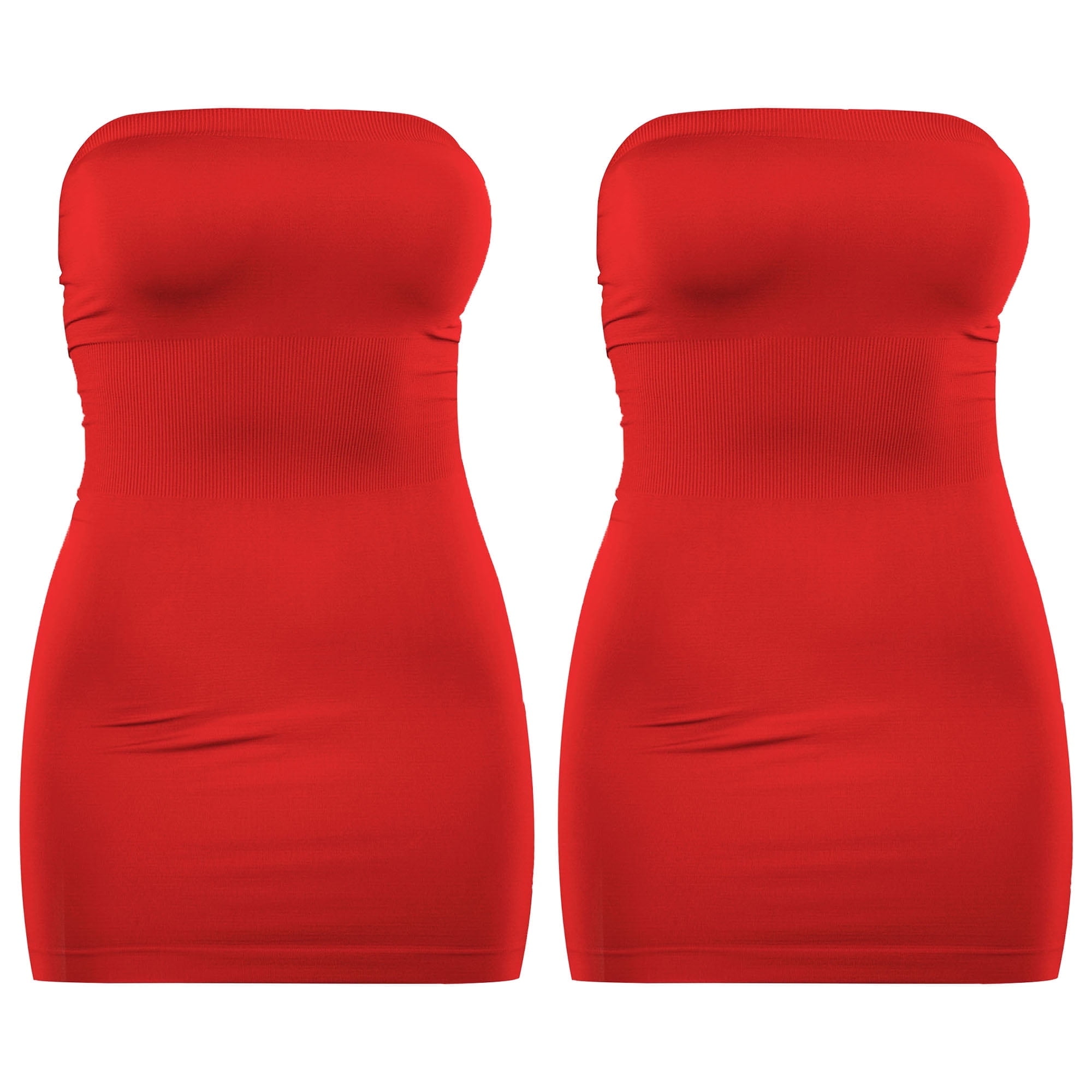 2-Piece Women's Strapless Stretchy Tight Fit Seamless Body Con Mini ...