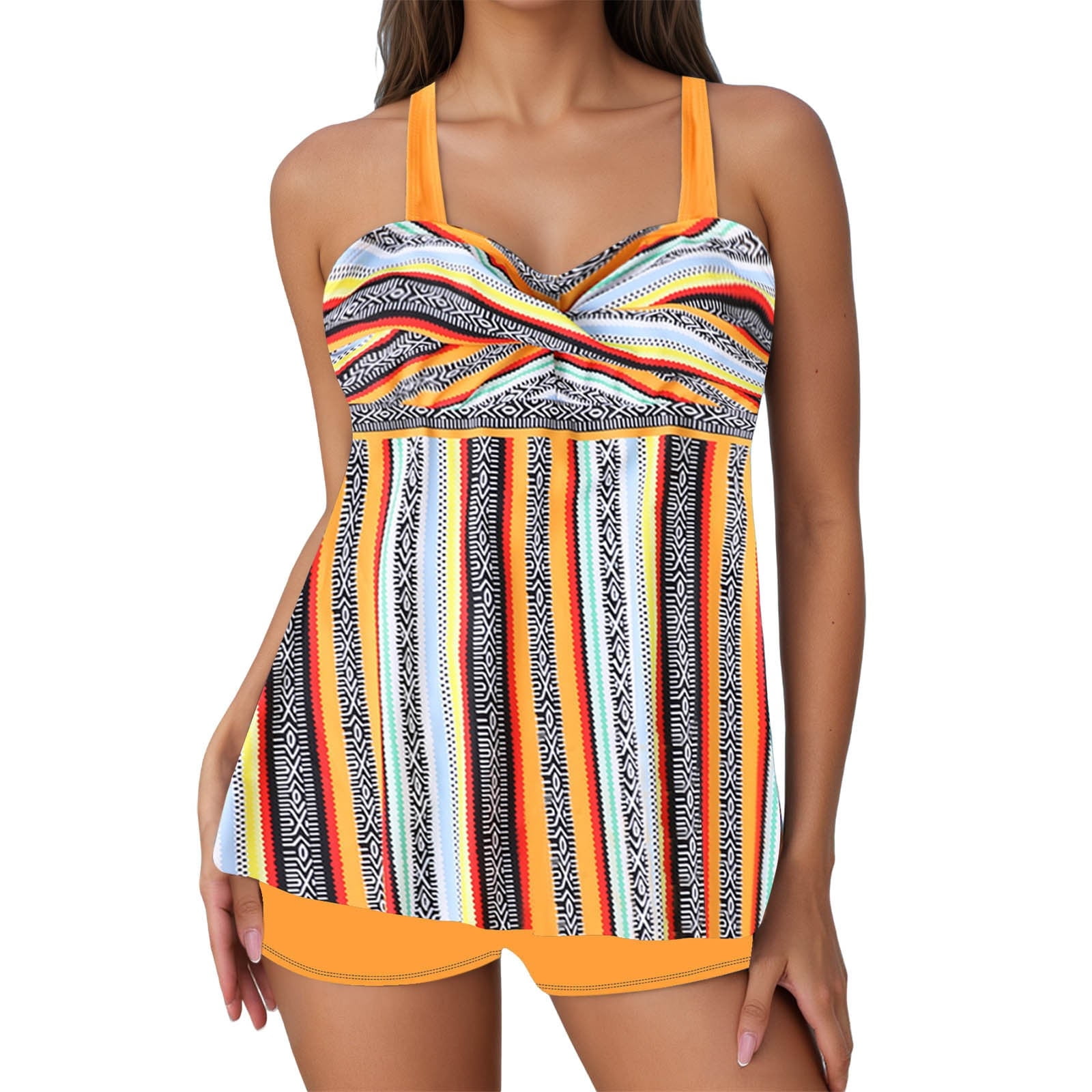 2 Piece Womens Bathing Suits Tankinis Deep V Neck Swimsuit Sets Tankini ...