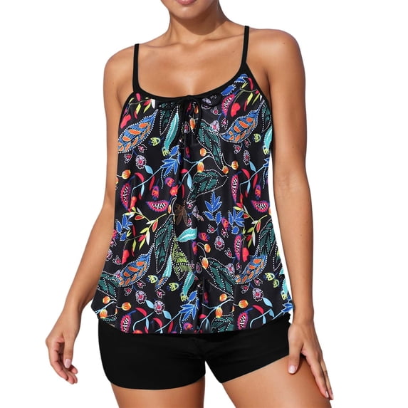 2 Piece Womens Bathing Suits Tankinis Floral Print Swimsuit Set Tankini ...