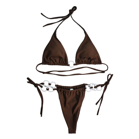 2 Piece Womens Bikini Swimsuits Mini Floral Bikini Set with Ring Detail ...