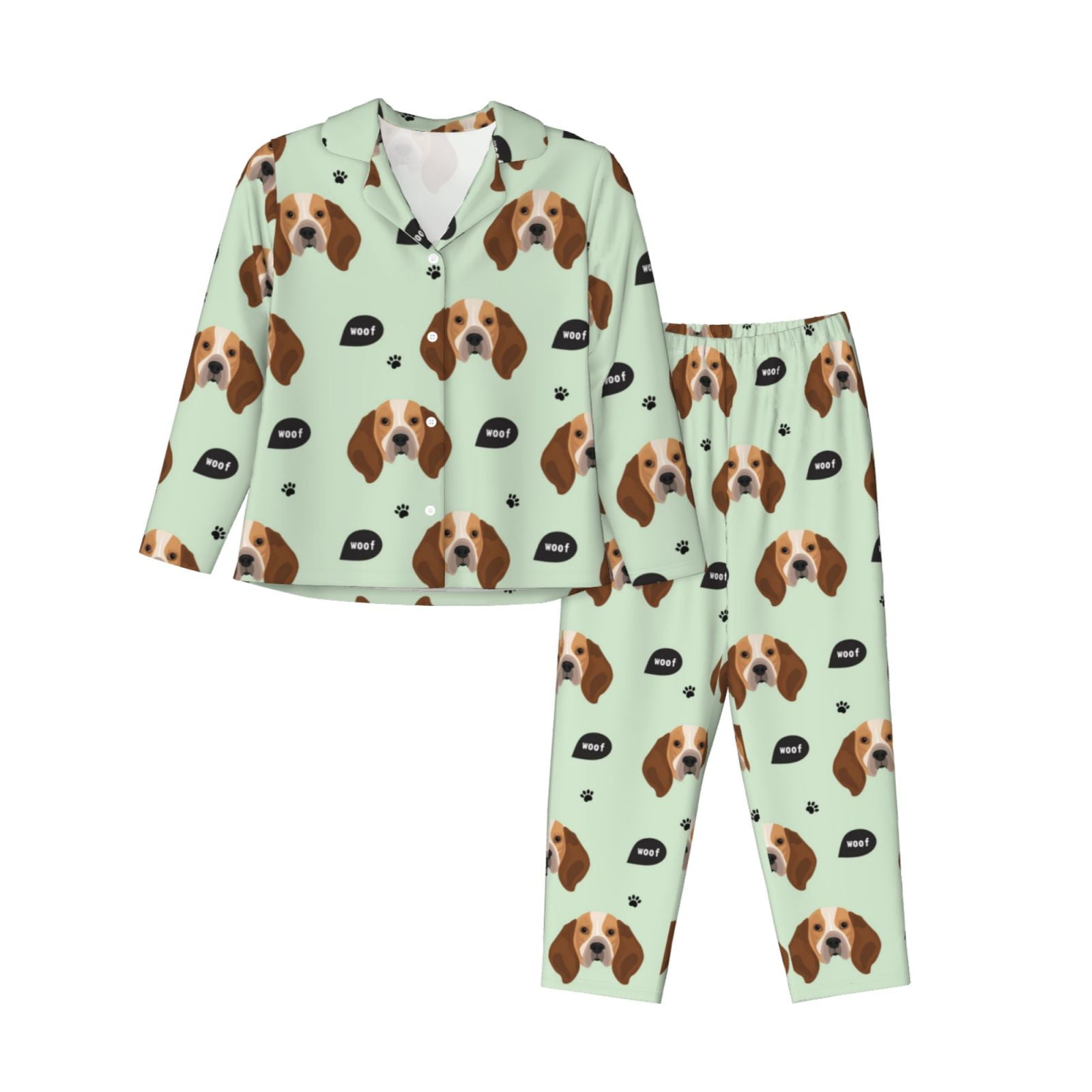 2 Piece Womens Pajama Sets - Beagle Dog woof Soft Sleepwear Comfy ...