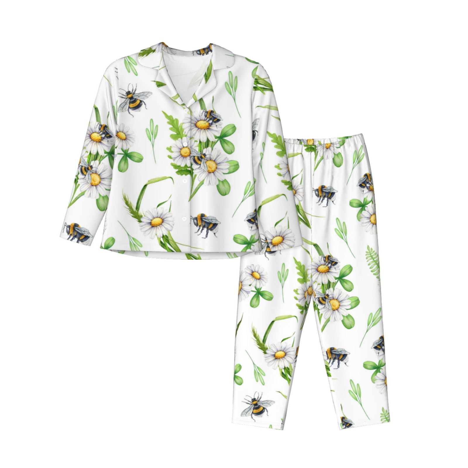 2 Piece Womens Pajama Sets - Bee bumblebee daisy flower cute Soft ...