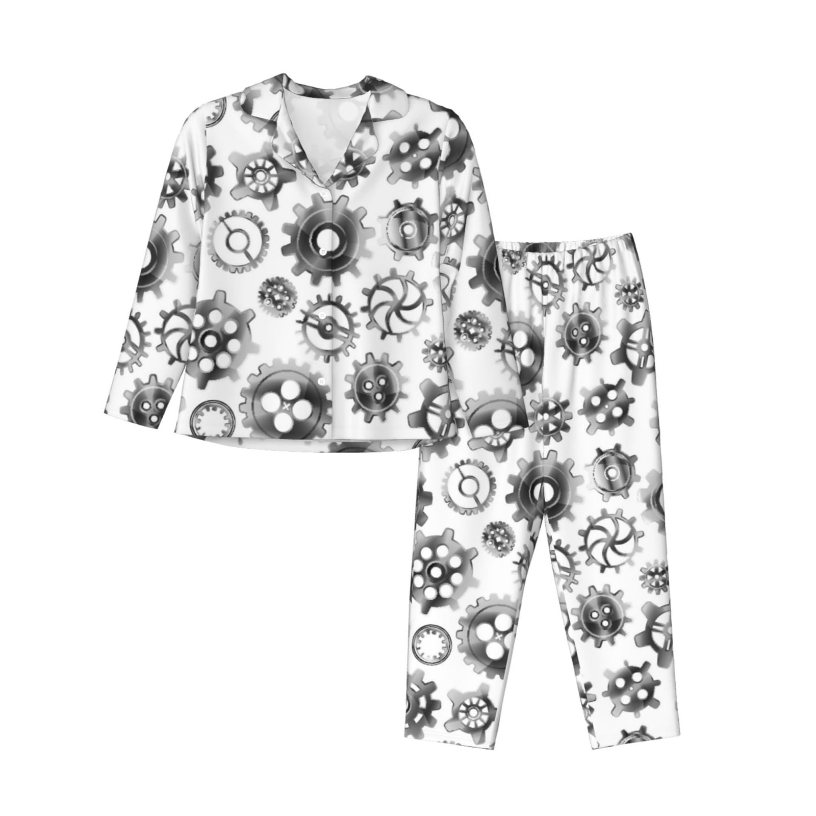 2 Piece Womens Pajama Sets - Bike gear Pattern Sparkling Soft Sleepwear Comfy Pajamas Ladies Pj ...