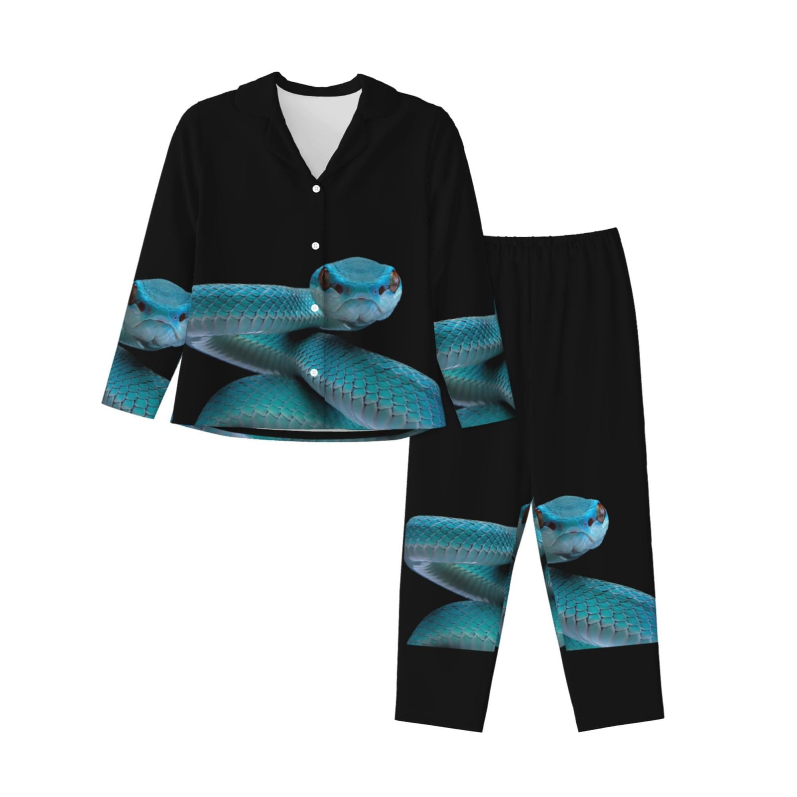 2 Piece Womens Pajama Sets - Blue Viper Snake1 Soft Sleepwear Comfy ...