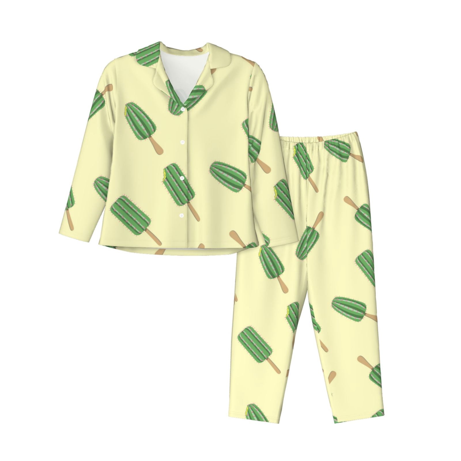 2 Piece Womens Pajama Sets - Cactus Popsicle Soft Sleepwear Comfy ...