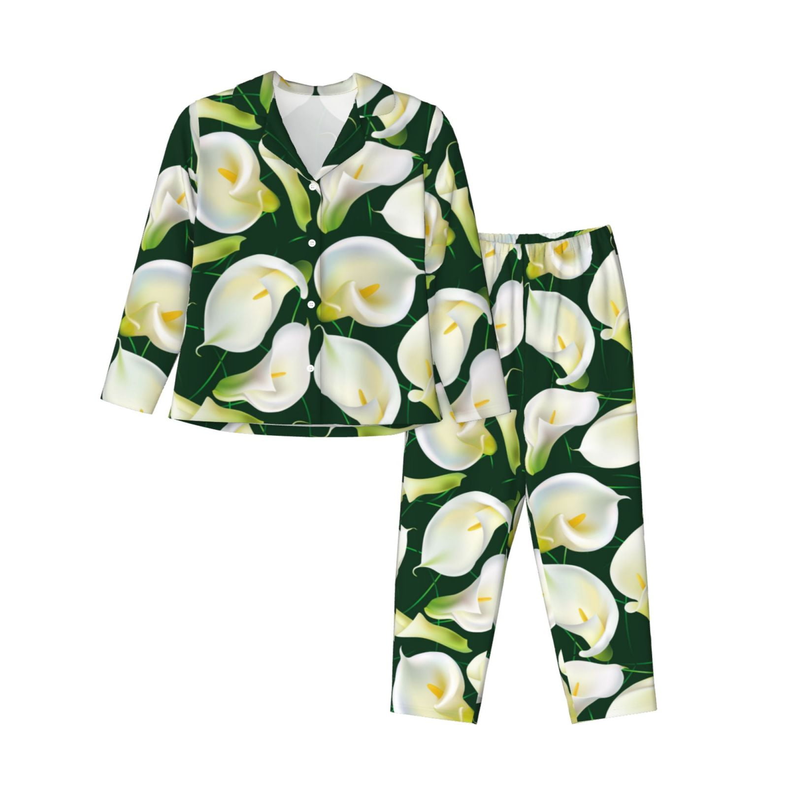 2 Piece Womens Pajama Sets - Calla Lily Flowers Petal Soft Sleepwear ...