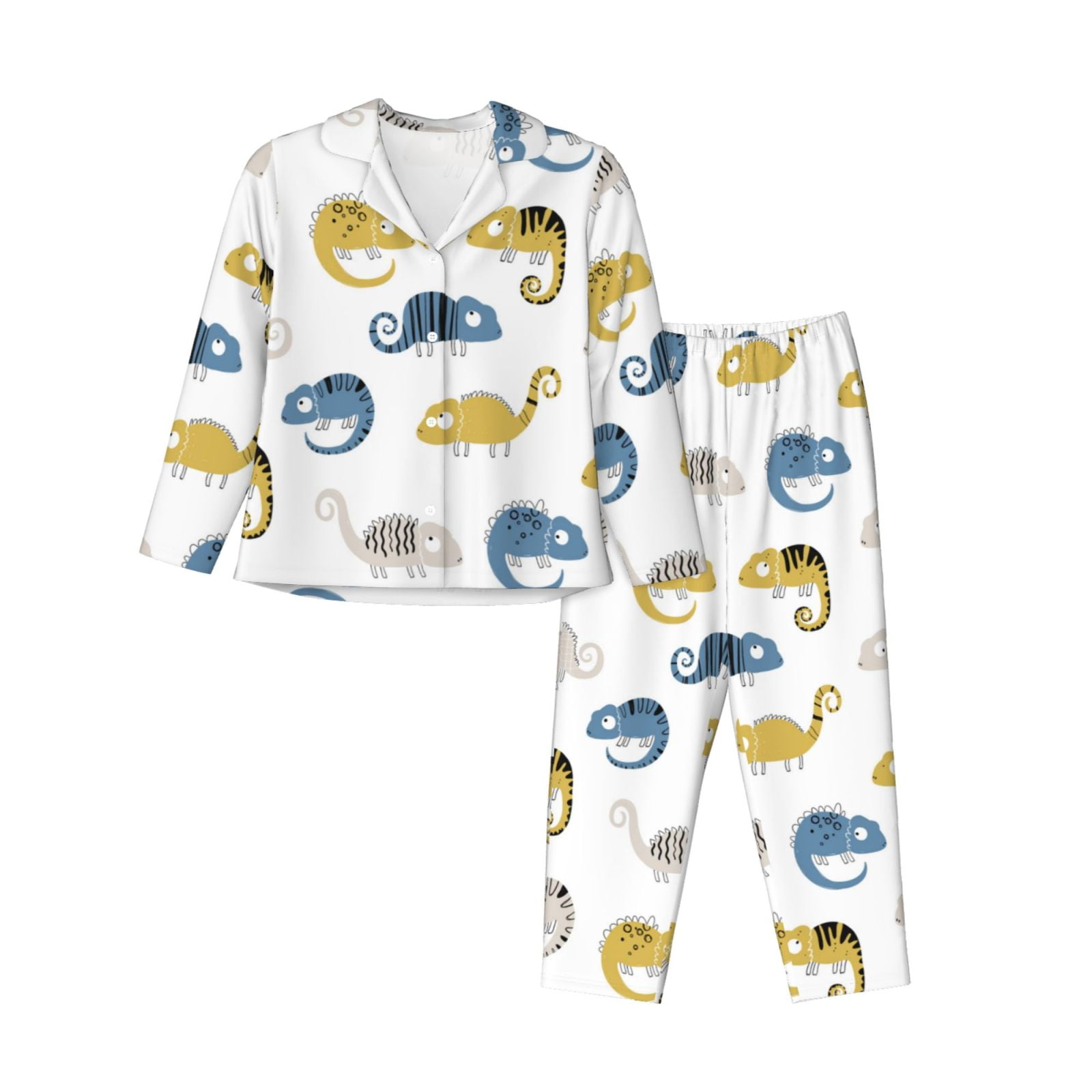 2 Piece Womens Pajama Sets - Cartoon Cute Chameleon Lizard_B Soft ...