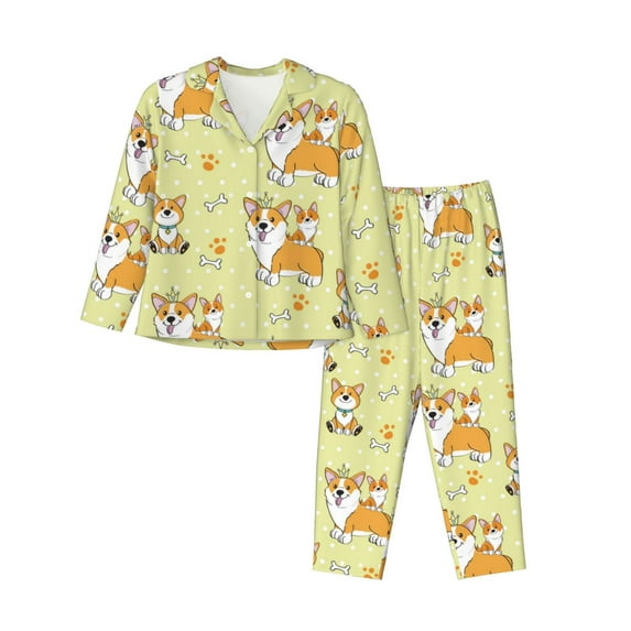 2 Piece Womens Pajama Sets - Cartoon Cute Corgi Dog Funny Soft ...
