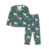 2 Piece Womens Pajama Sets - Cartoon Cute White Horse Flower_A Soft ...