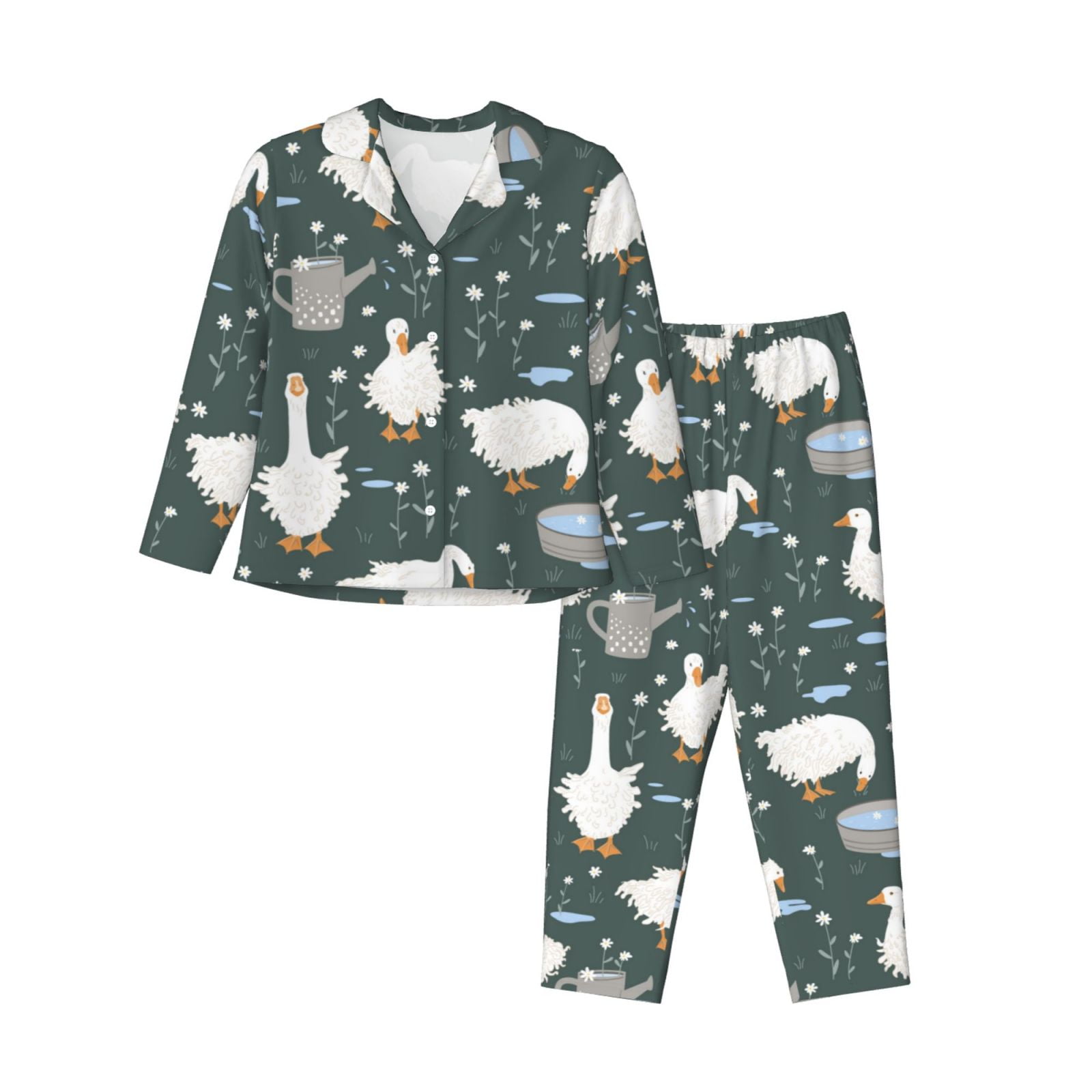 2 Piece Womens Pajama Sets - Cartoon Flower Cute Duck Soft Sleepwear ...