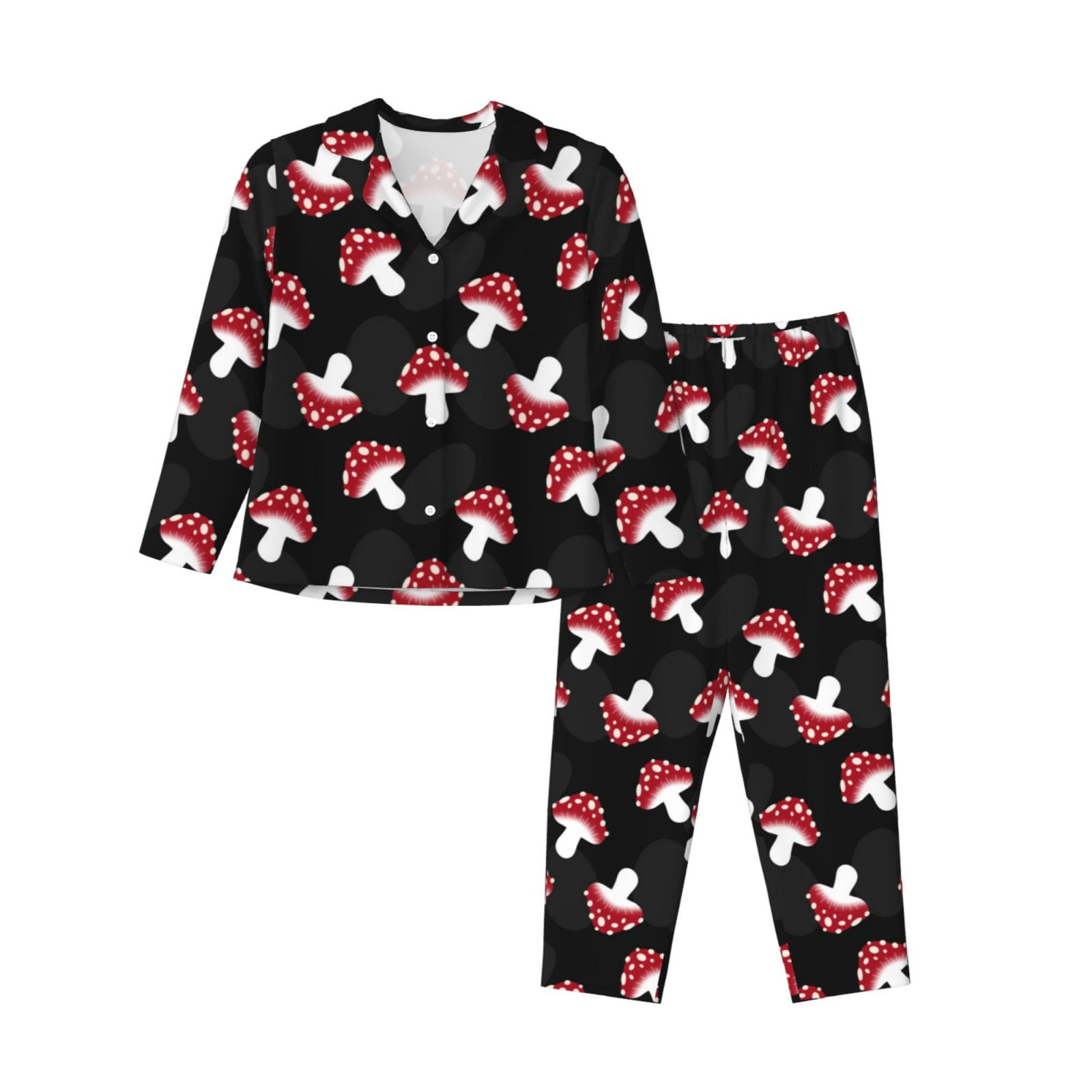 2 Piece Womens Pajama Sets - Cartoon Mushroom Soft Sleepwear Comfy ...