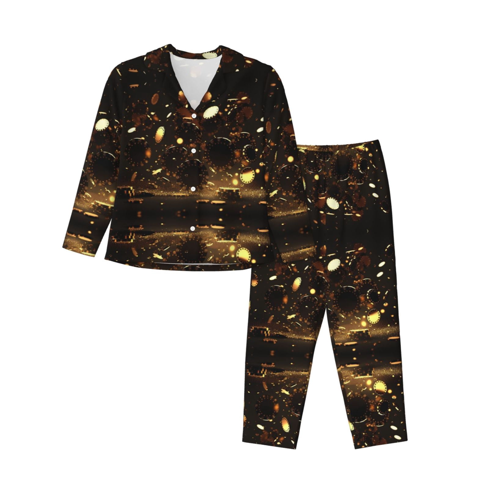2 Piece Womens Pajama Sets - Classical Golden Casino Soft Sleepwear ...
