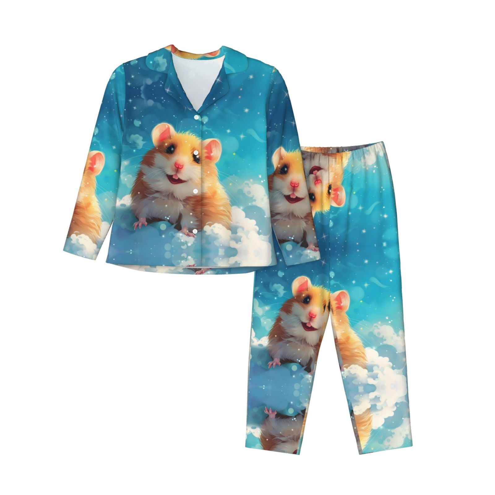 2 Piece Womens Pajama Sets - Cloud Cute Hamster Soft Sleepwear Comfy ...