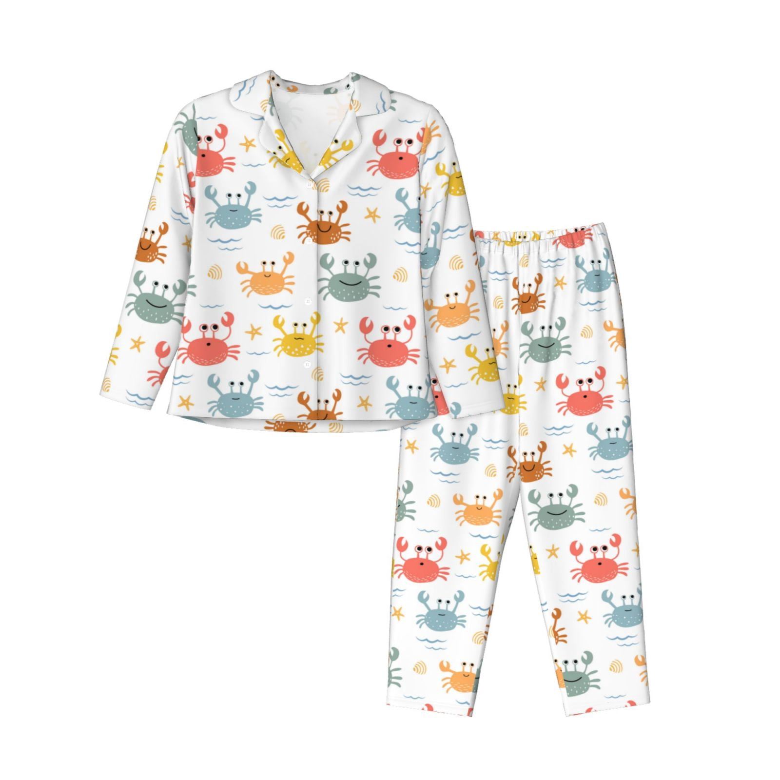 2 Piece Womens Pajama Sets - Colorful Crabs Soft Sleepwear Comfy ...