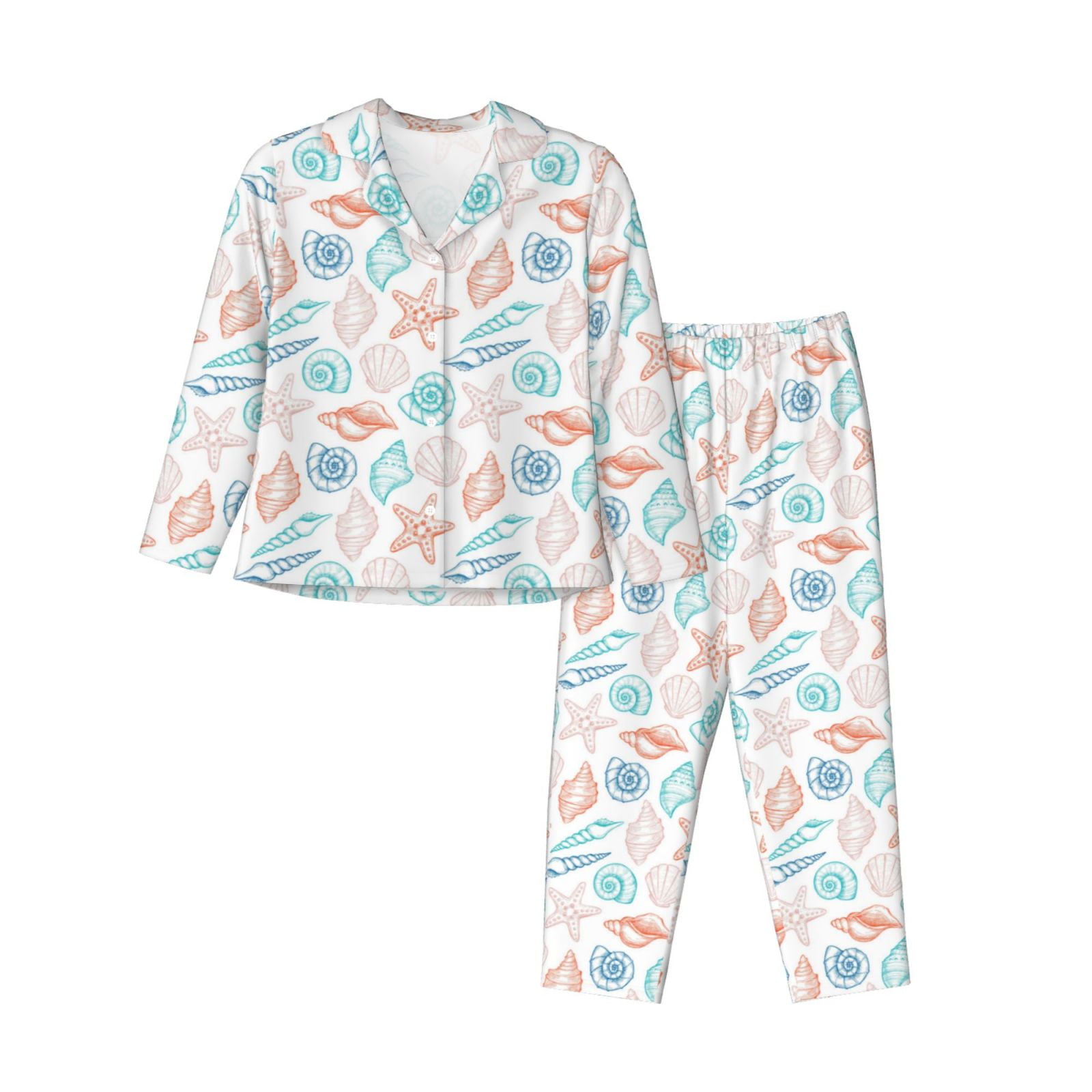 2 Piece Womens Pajama Sets - Colorful Seashells1 Soft Sleepwear Comfy ...
