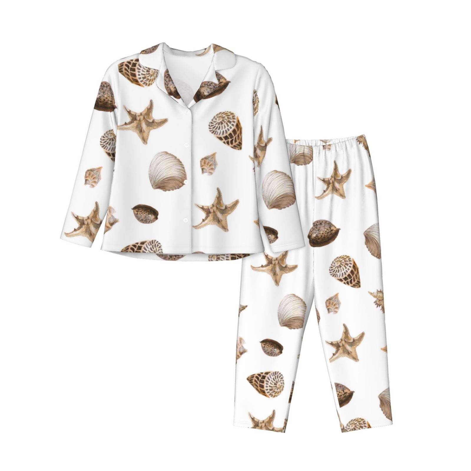 2 Piece Womens Pajama Sets - Conch Shell Starfish Soft Sleepwear Comfy ...