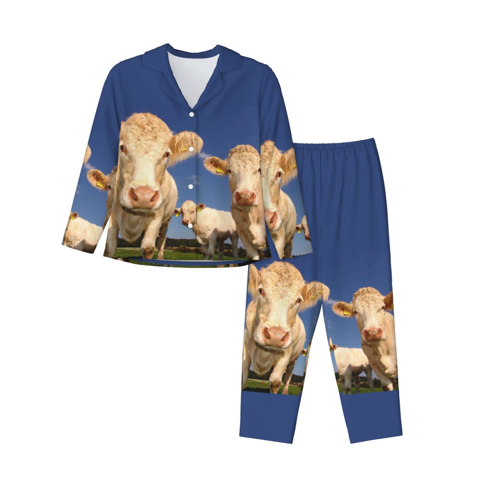 2 Piece Womens Pajama Sets - Cows Cattles Soft Sleepwear Comfy Pajamas ...