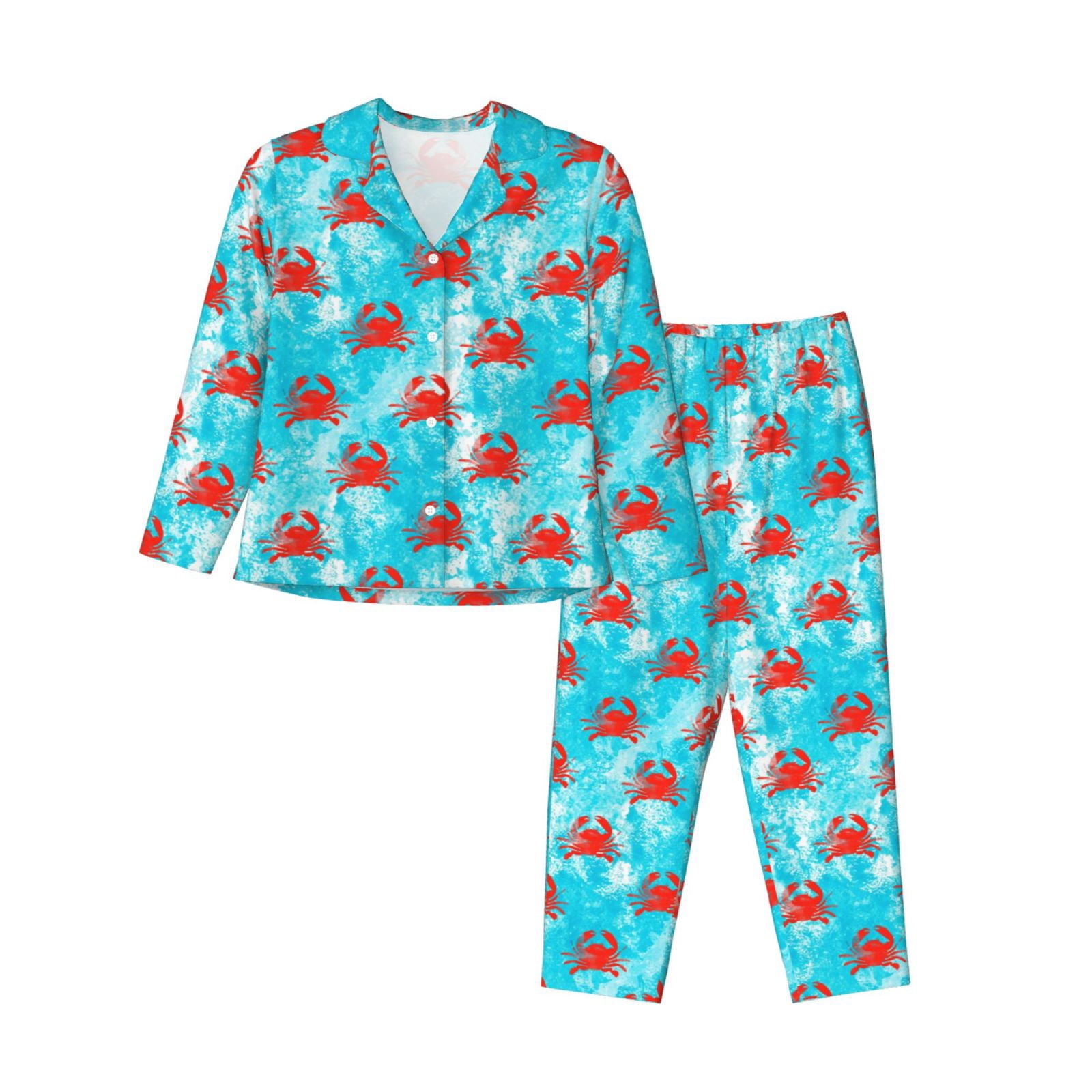 2 Piece Womens Pajama Sets - Crab Swims In The Ocean Soft Sleepwear ...