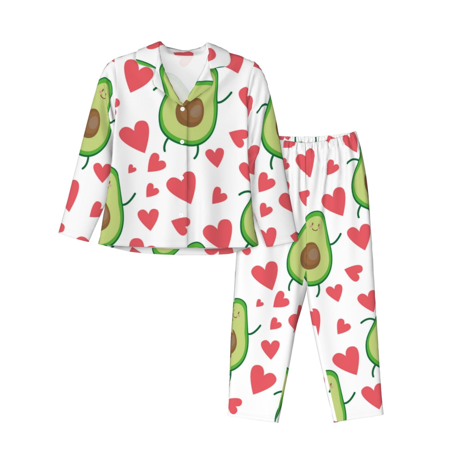 2 Piece Womens Pajama Sets - Cute Avocado Love Soft Sleepwear Comfy ...