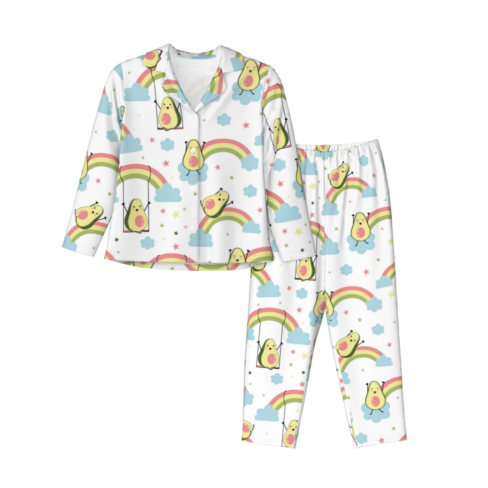 2 Piece Womens Pajama Sets - Cute Avocado Starry Sky Soft Sleepwear ...