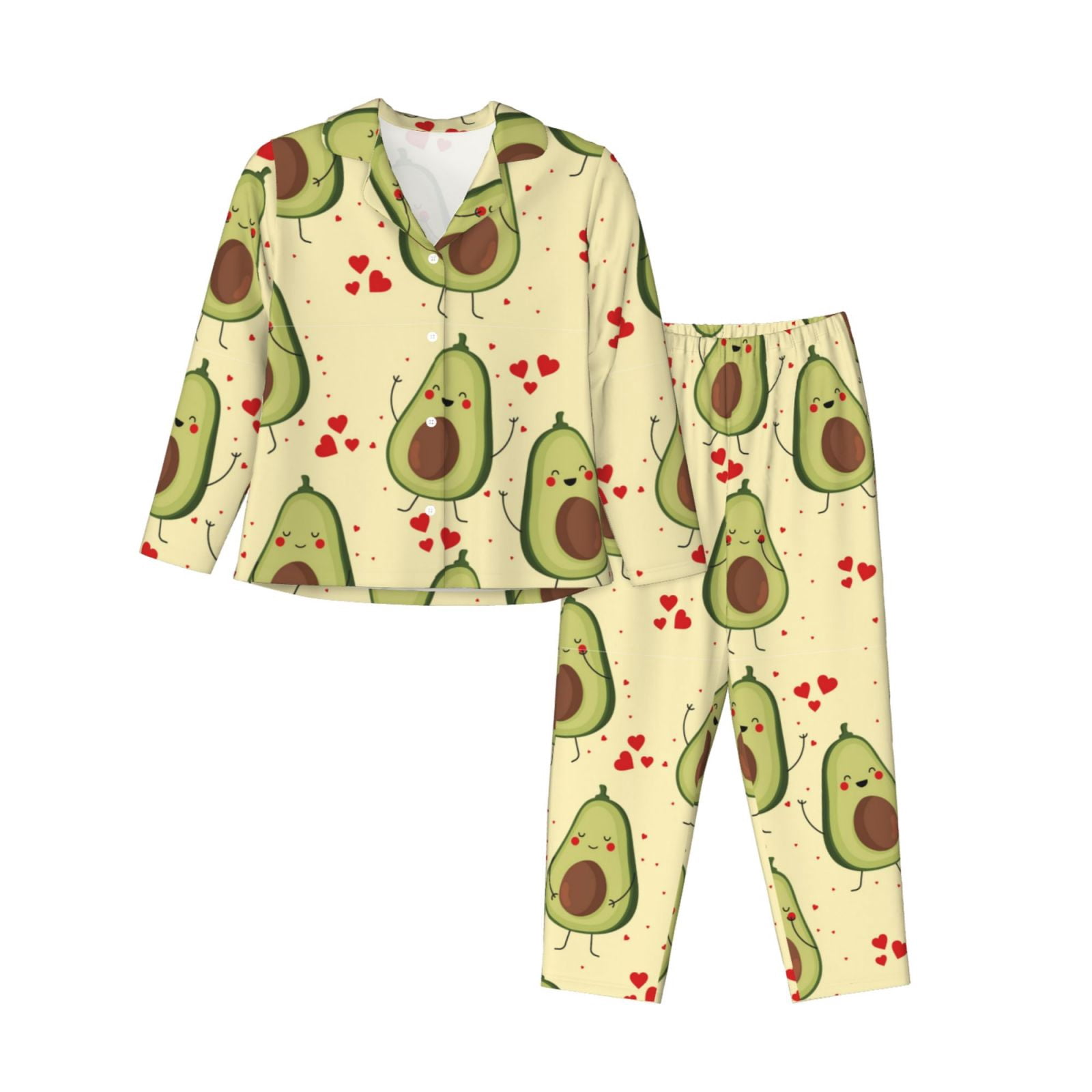 2 Piece Womens Pajama Sets - Cute Avocado Sweet Love Soft Sleepwear ...