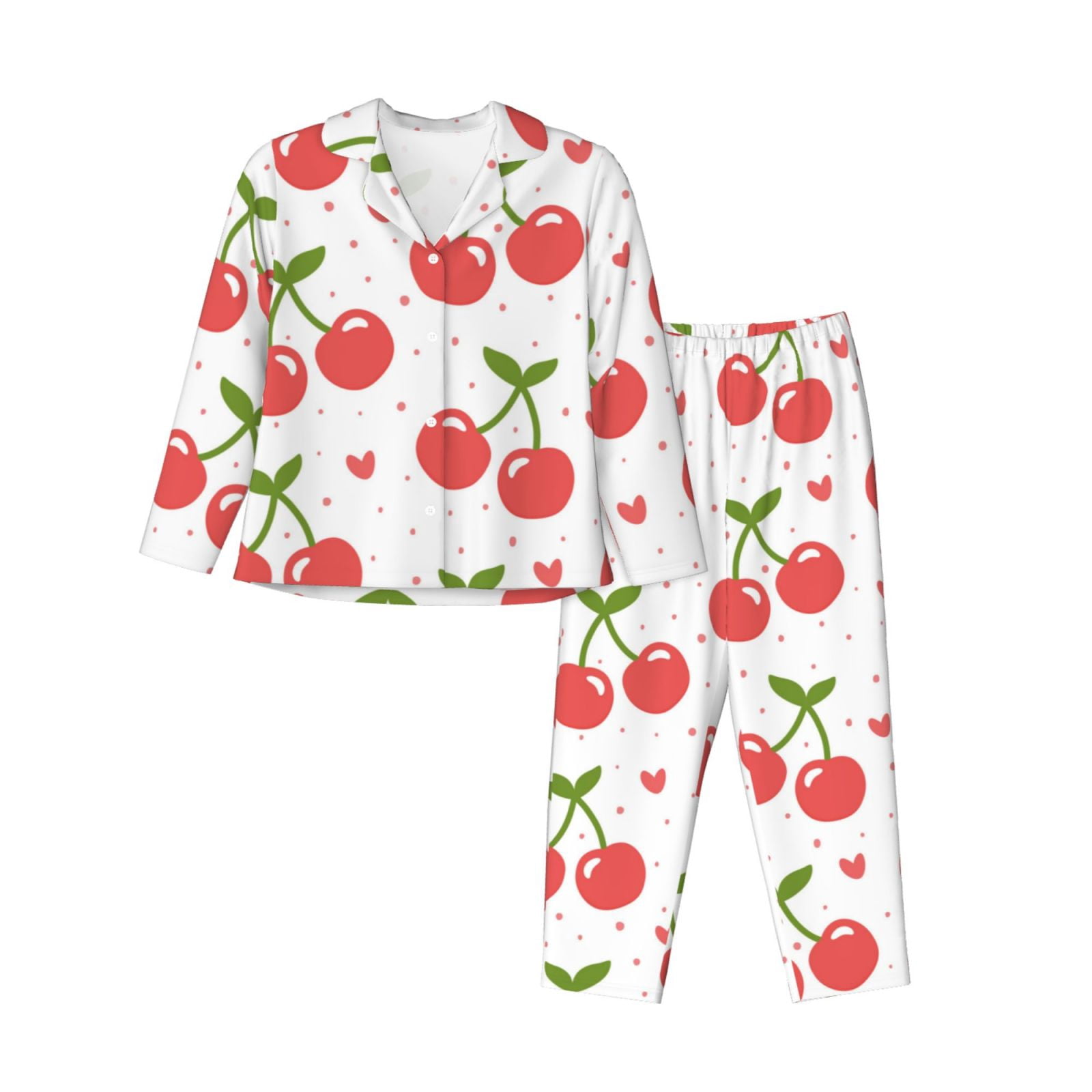 2 Piece Womens Pajama Sets - Cute Berry Love Soft Sleepwear Comfy ...