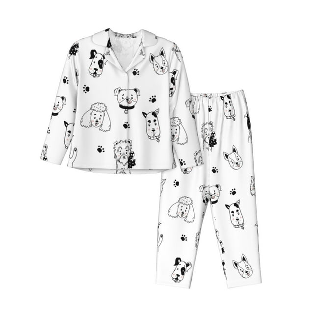 2 Piece Womens Pajama Sets - Cute Dog Puppy happy Soft Sleepwear Comfy ...