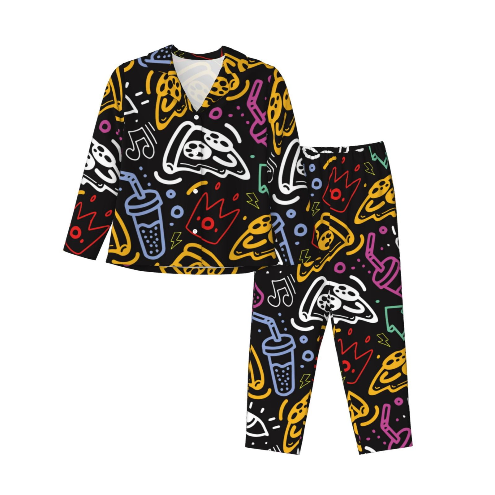 2 Piece Womens Pajama Sets - Cute Food Colorful Soft Sleepwear Comfy ...