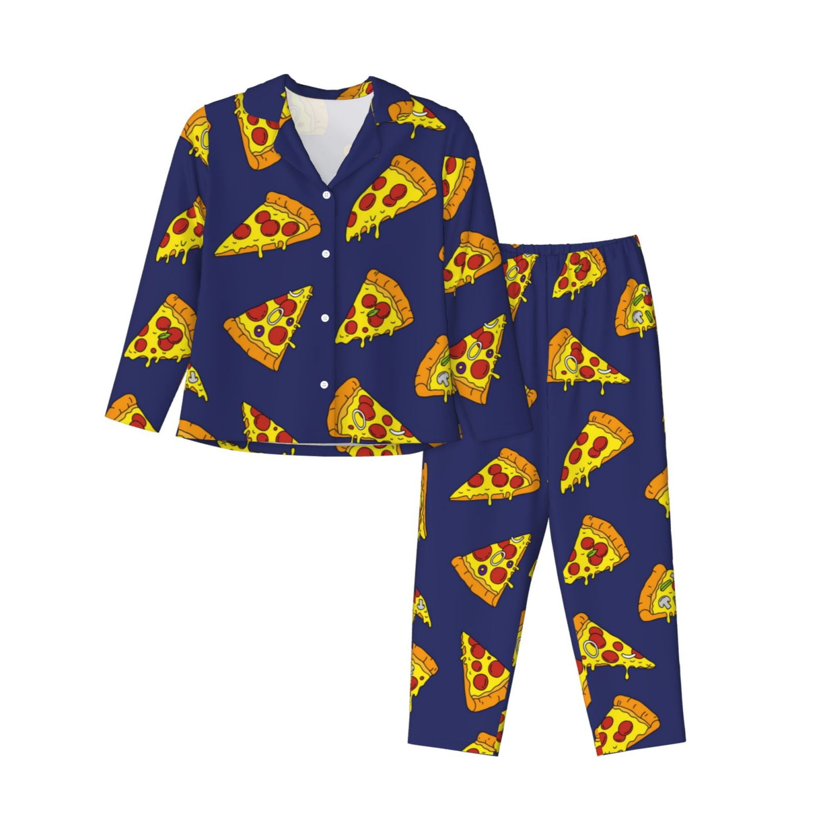 2 Piece Womens Pajama Sets - Cute Pizza Sausage Soft Sleepwear Comfy ...