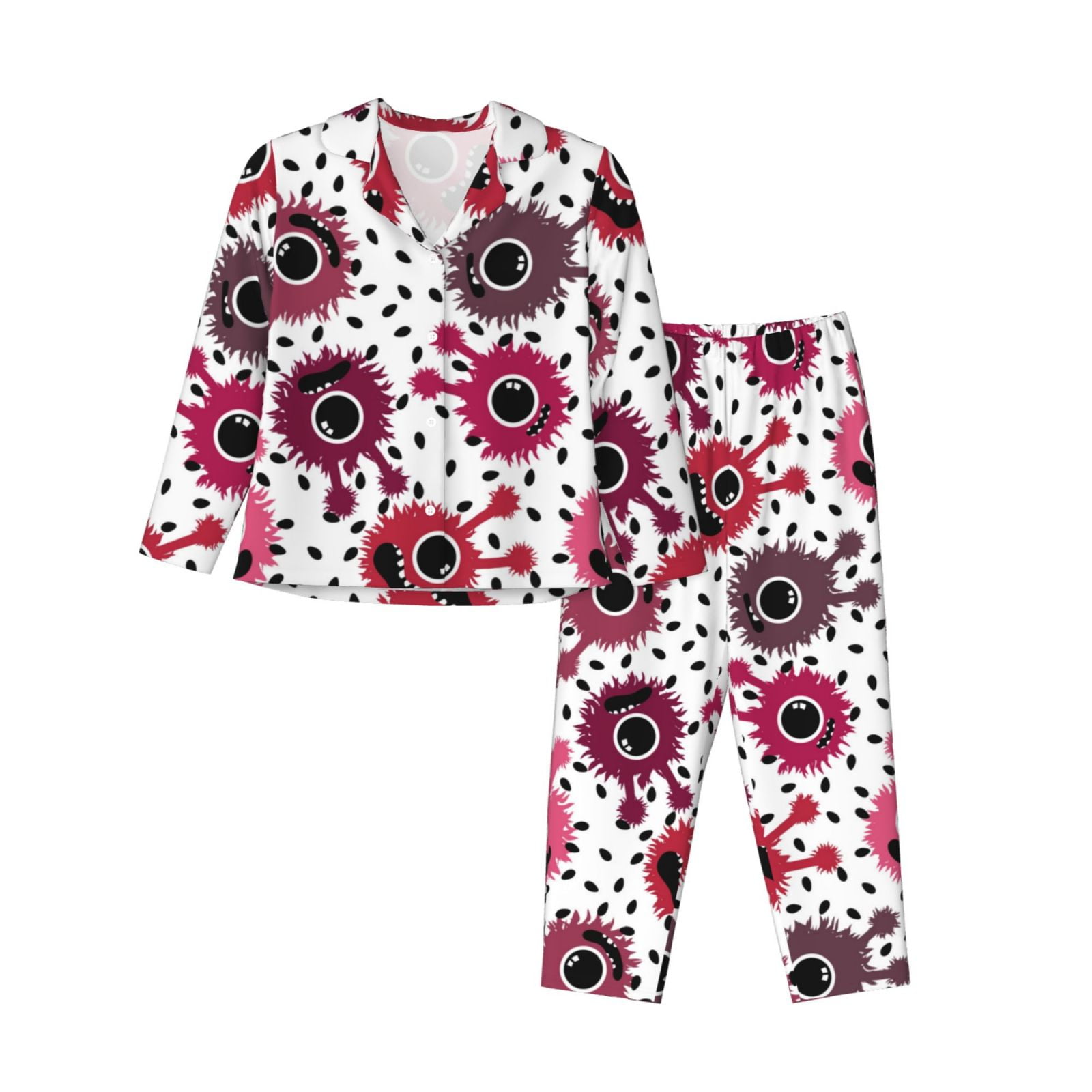 2 Piece Womens Pajama Sets - Cute cartoon eyes red Soft Sleepwear Comfy ...