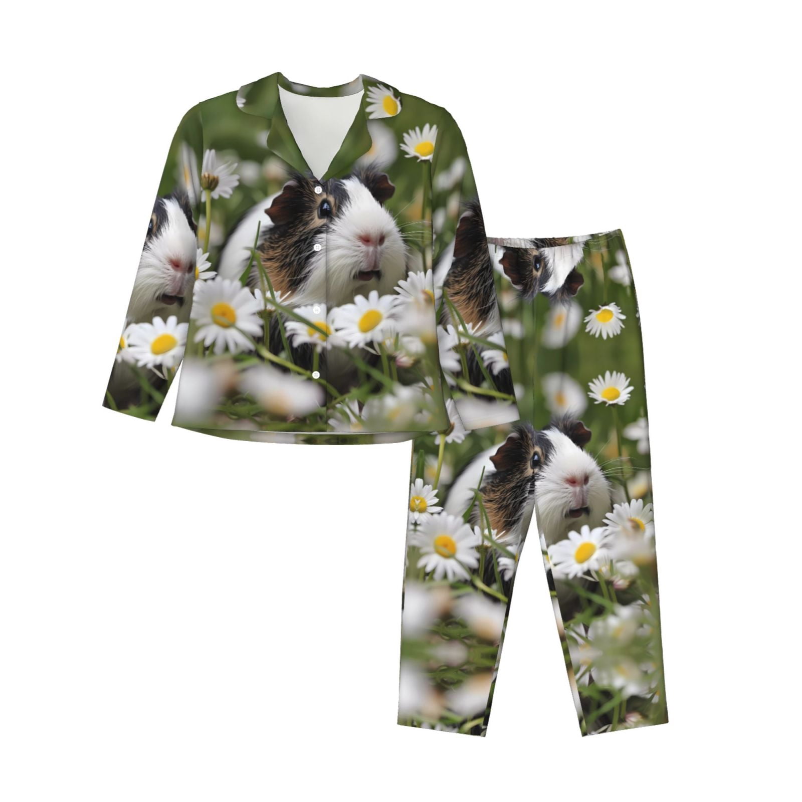 2 Piece Womens Pajama Sets - Daisy Guinea Pig Soft Sleepwear Comfy ...