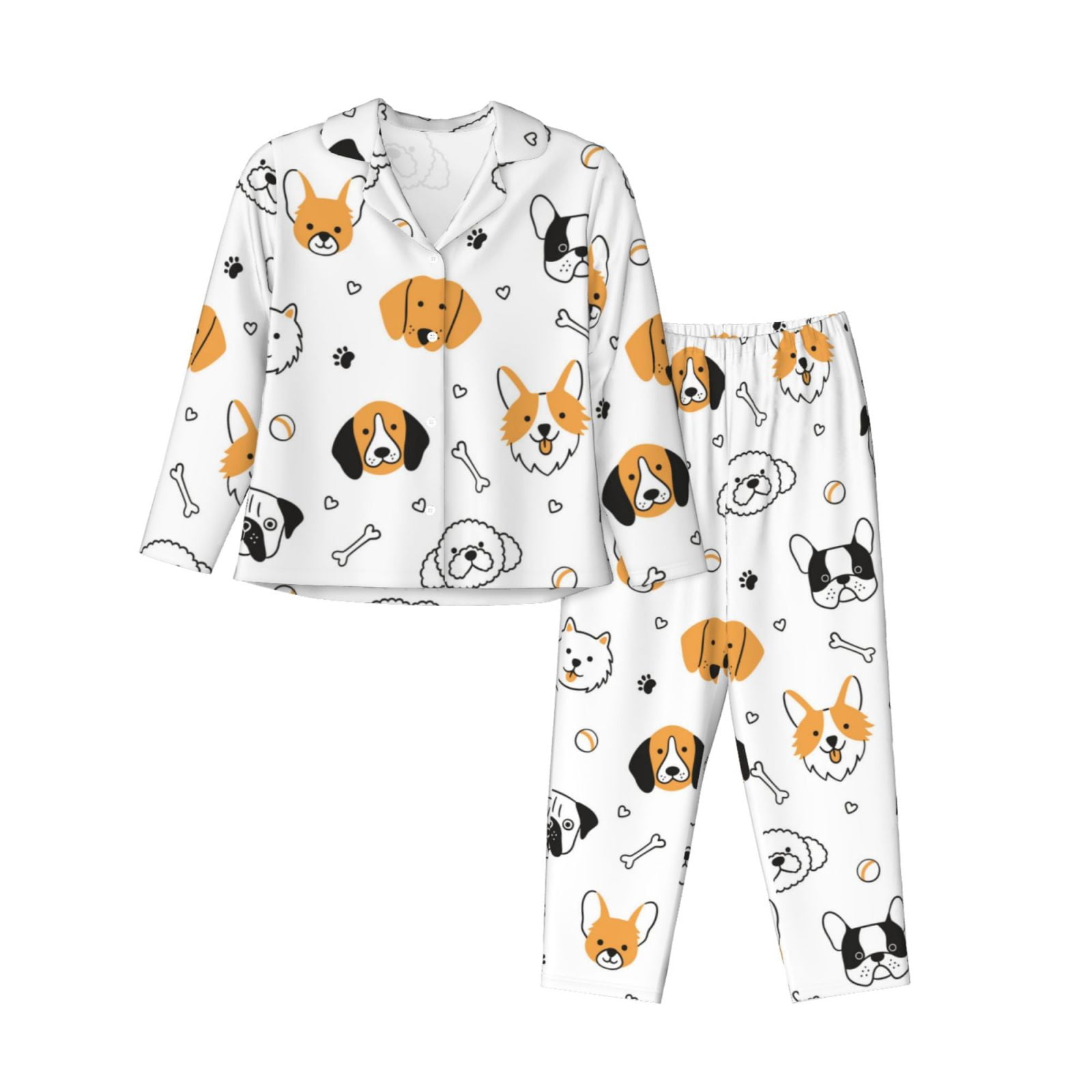2 Piece Womens Pajama Sets - Dog Puppy Soft Sleepwear Comfy Pajamas ...