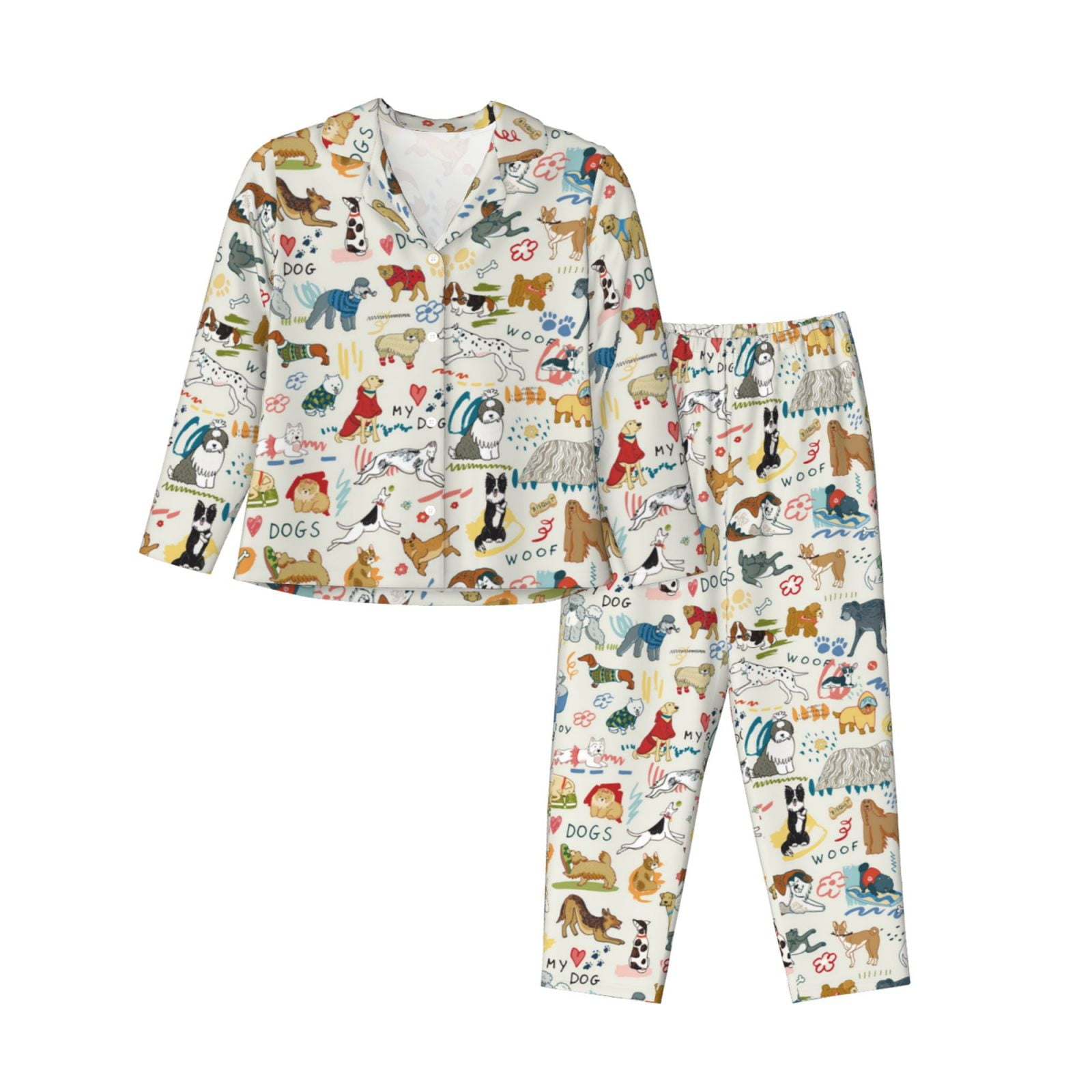 2 Piece Womens Pajama Sets - Dogs Funny Pets Soft Sleepwear Comfy ...
