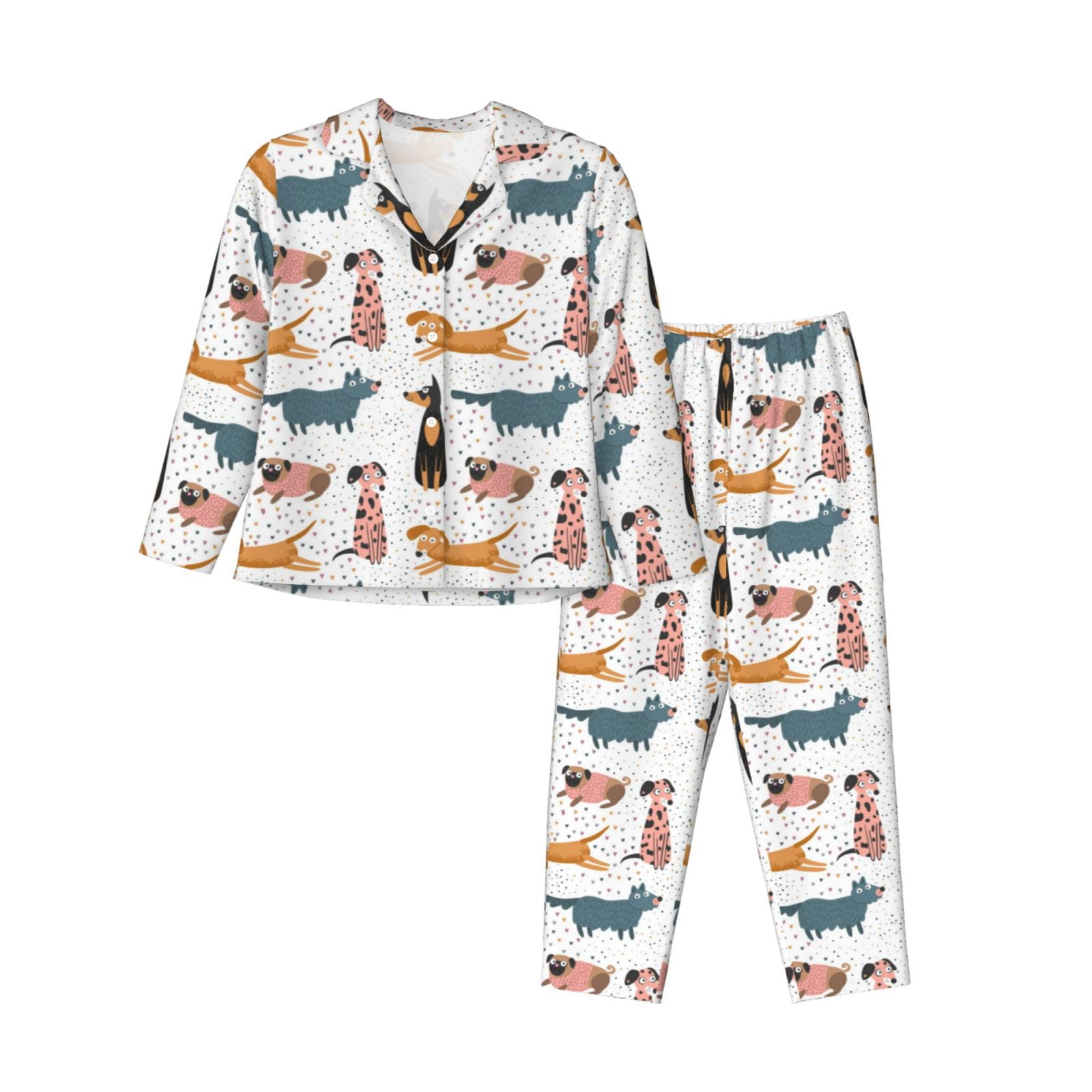 2 Piece Womens Pajama Sets - Dogs Pug Soft Sleepwear Comfy Pajamas ...