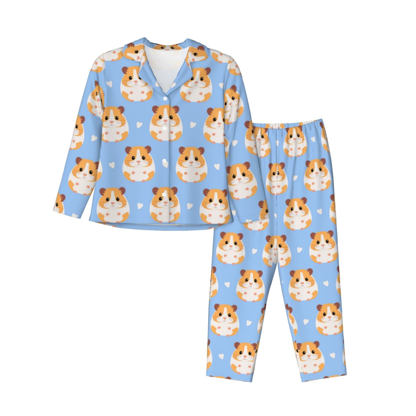 2 Piece Womens Pajama Sets - Elegant Cartoon Cute Hamster Soft ...