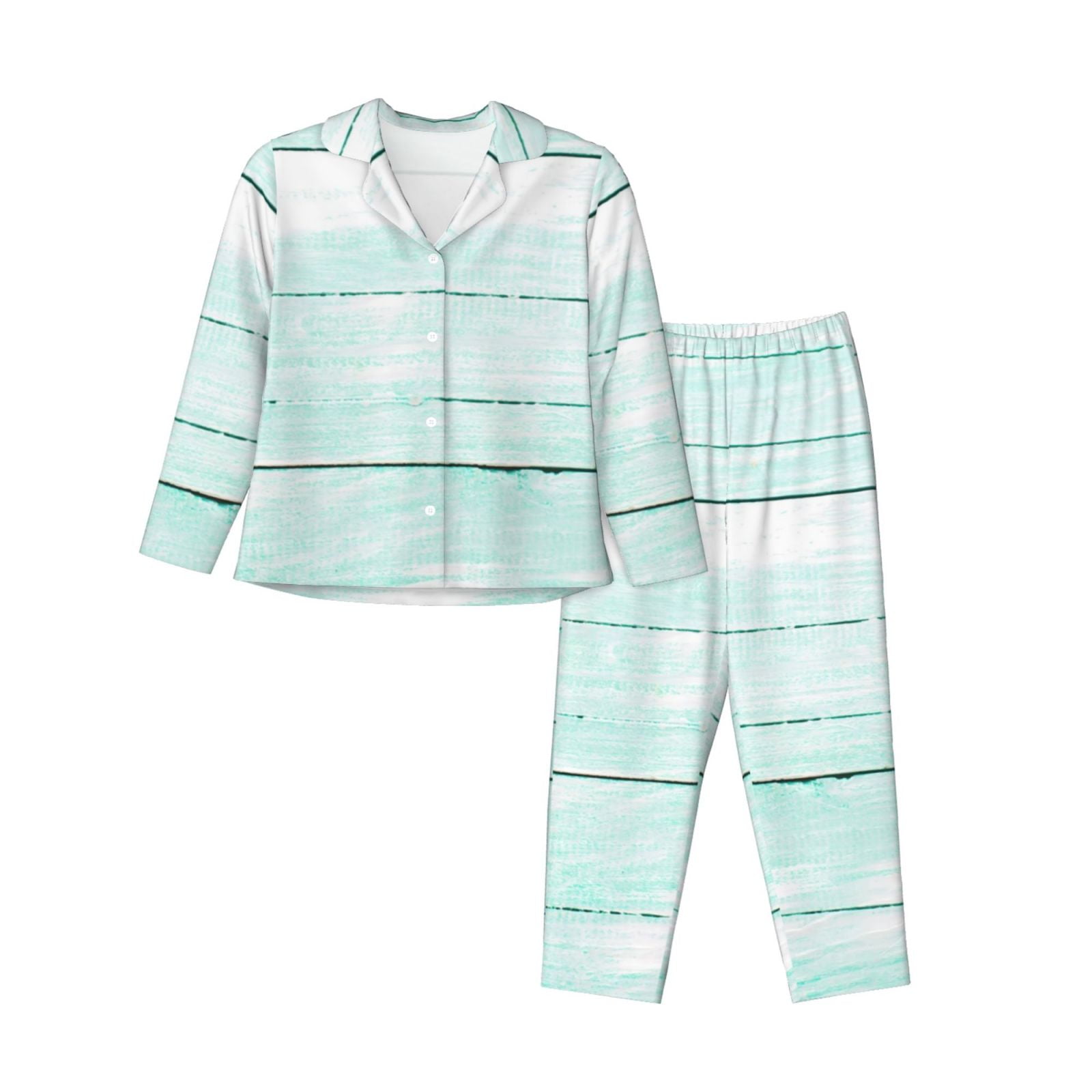 2 Piece Womens Pajama Sets - Flowers And Turquoise Wooden Soft ...