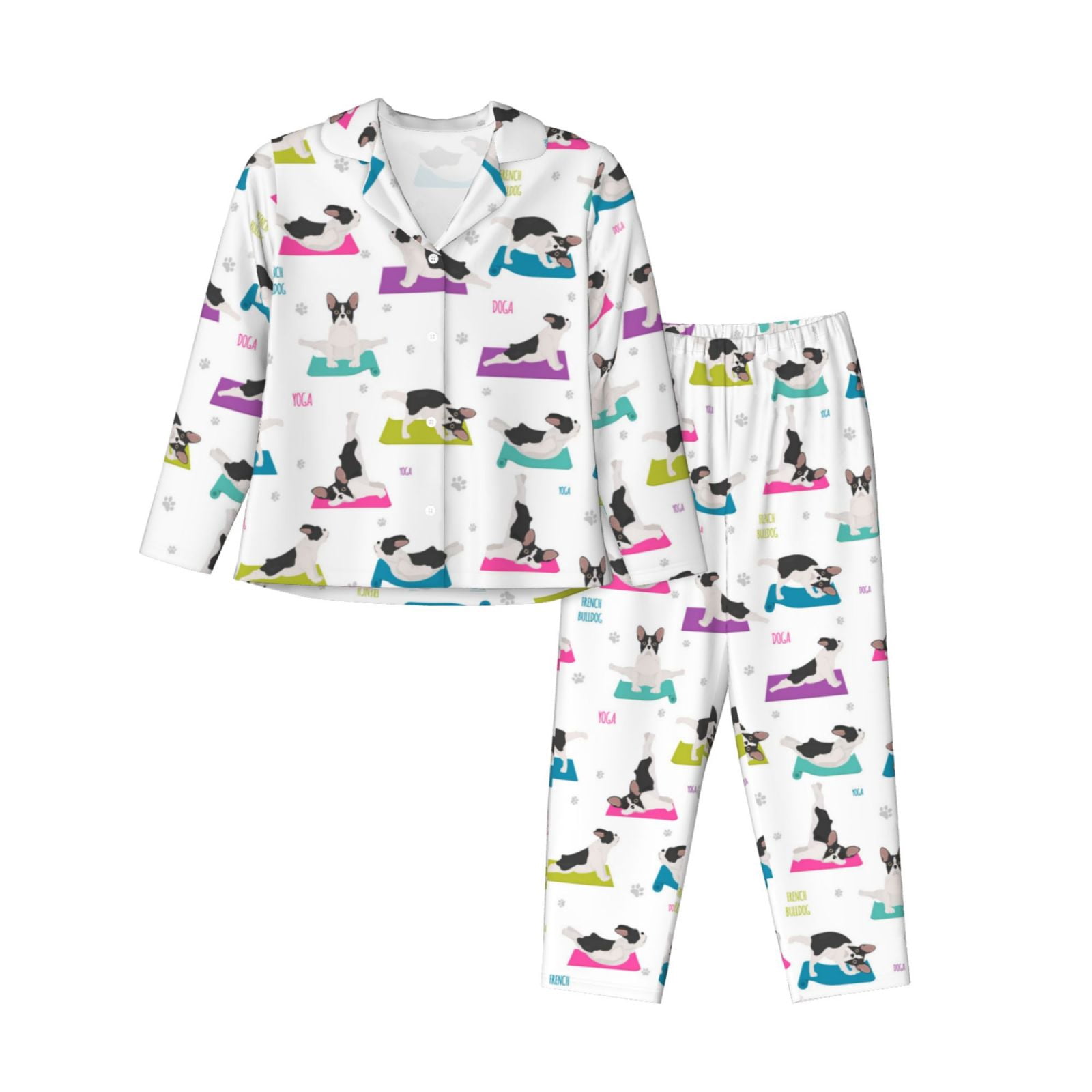 2 Piece Womens Pajama Sets - French bulldog Yoga dogs funny Soft ...