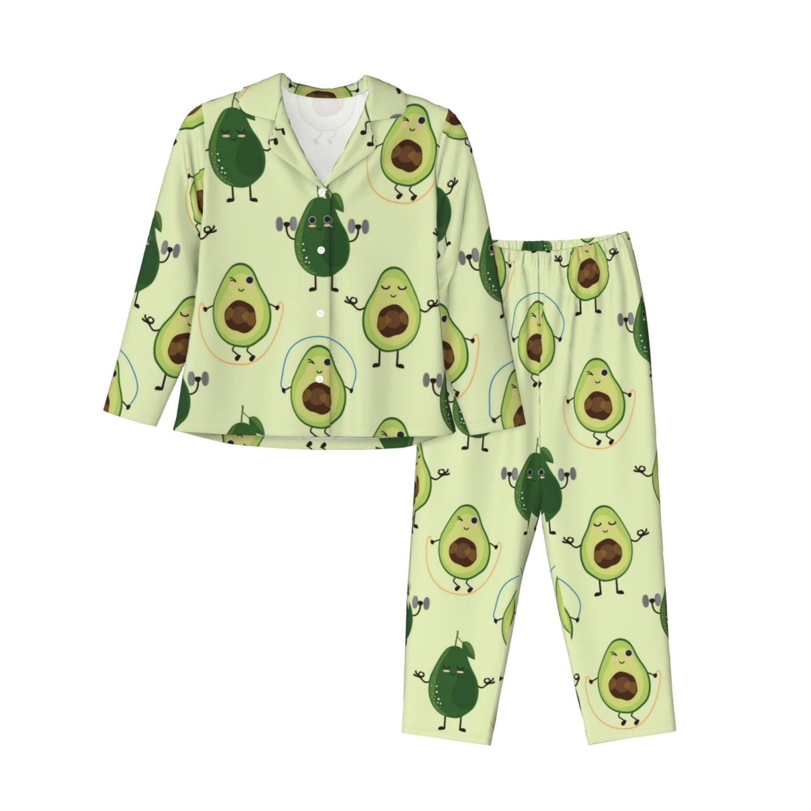 2 Piece Womens Pajama Sets - Funny Avocado Green Soft Sleepwear Comfy ...